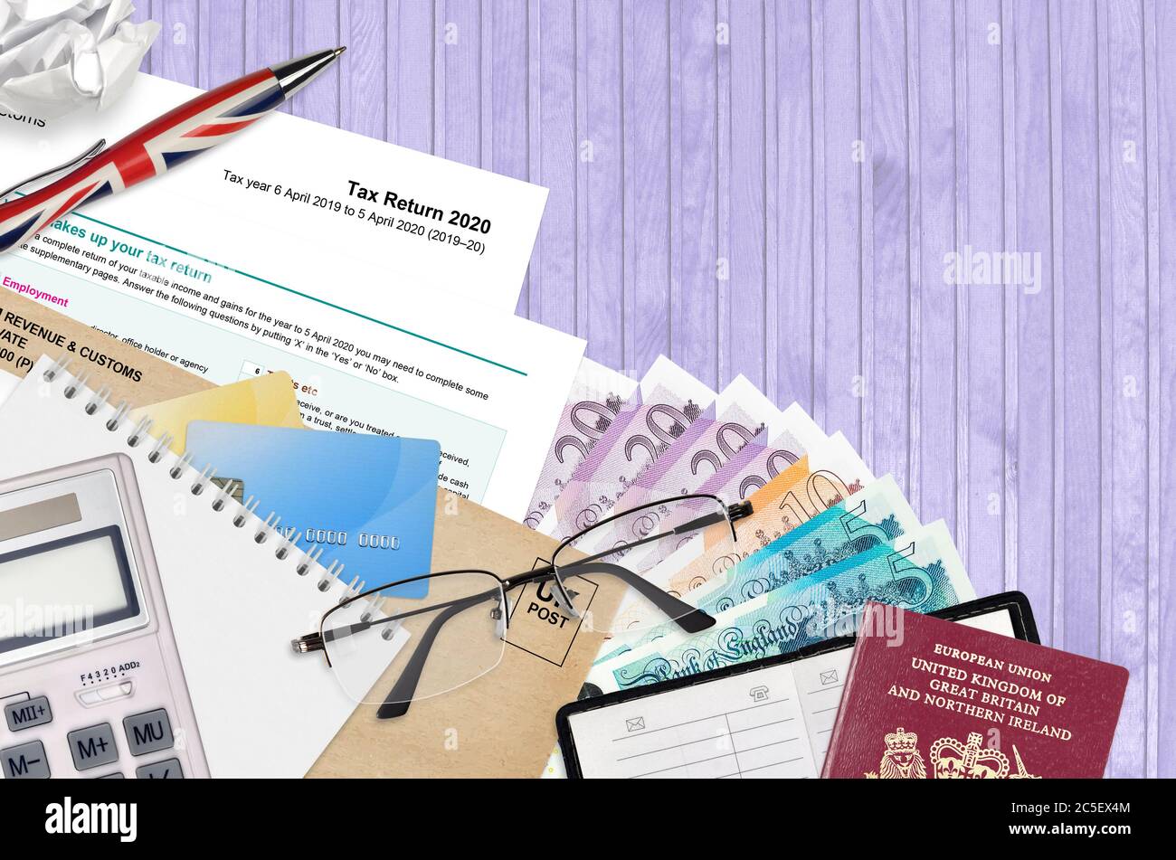 English form sa100 Tax return by HM revenue and customs lies on table ...