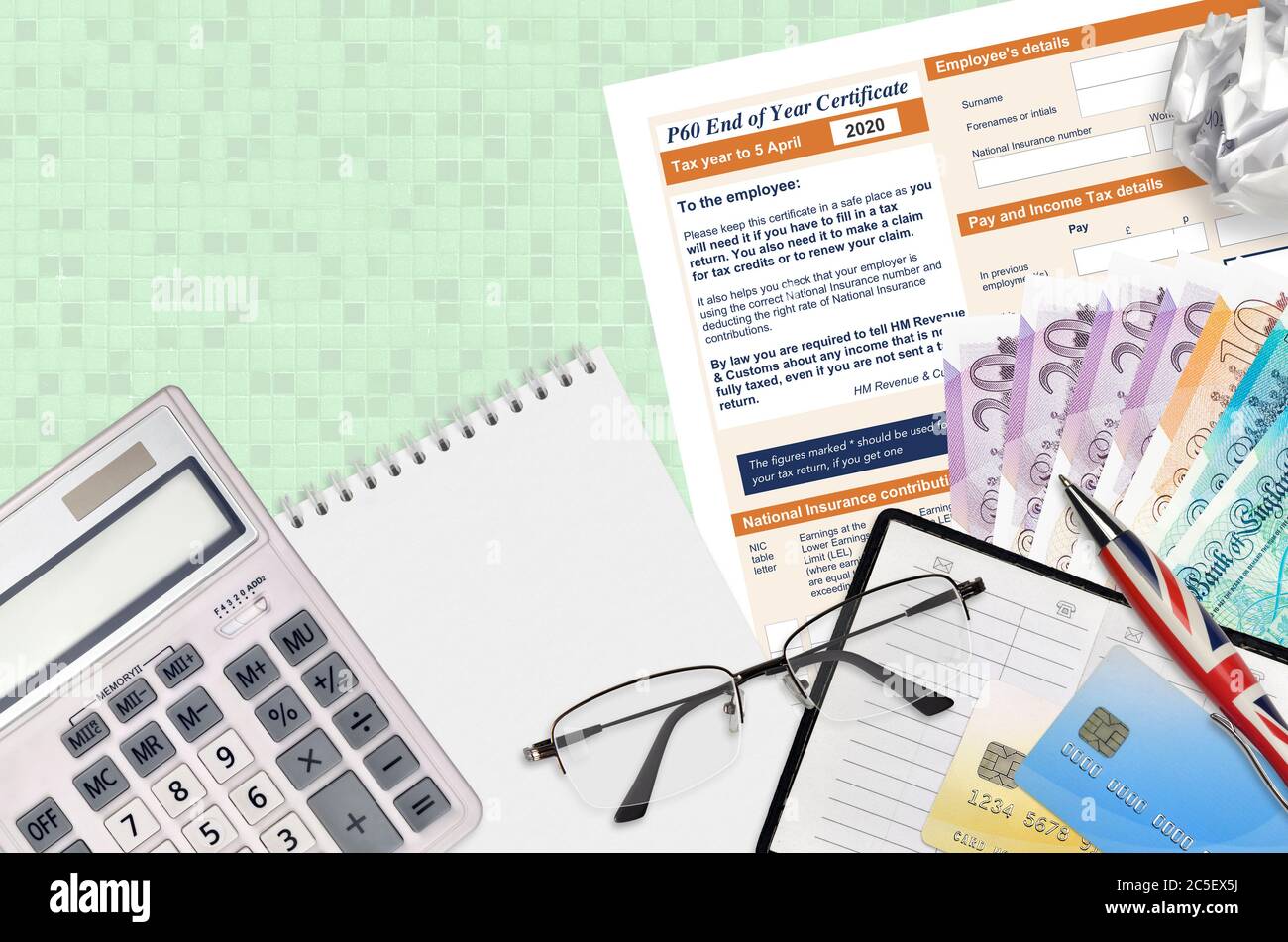 English Tax form P60 End of year certificate by HM revenue and customs ...