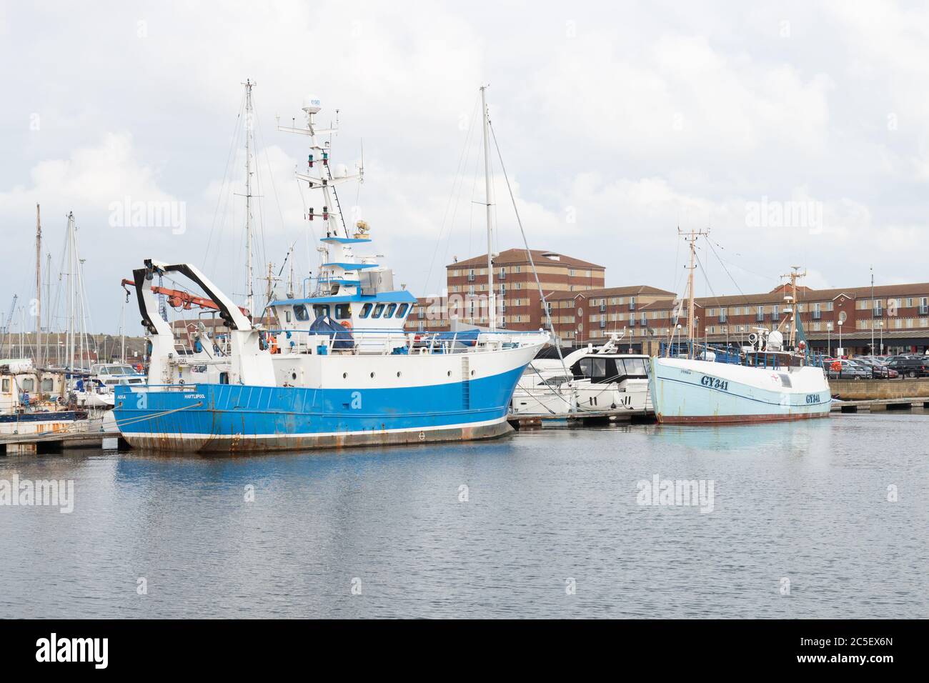 Fishing boats at Hartlepool Harbour Stock Photo - Alamy