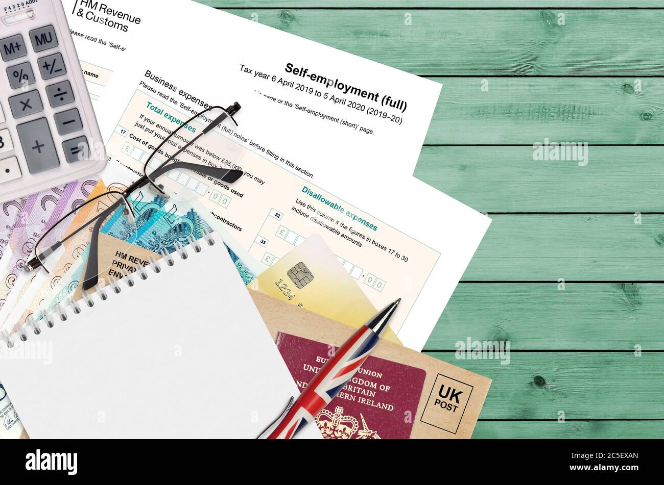 English Tax form sa103 Self-employment from HM revenue and customs lies ...