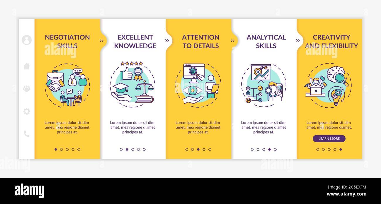 Lawyer key competencies onboarding vector template Stock Vector Image ...