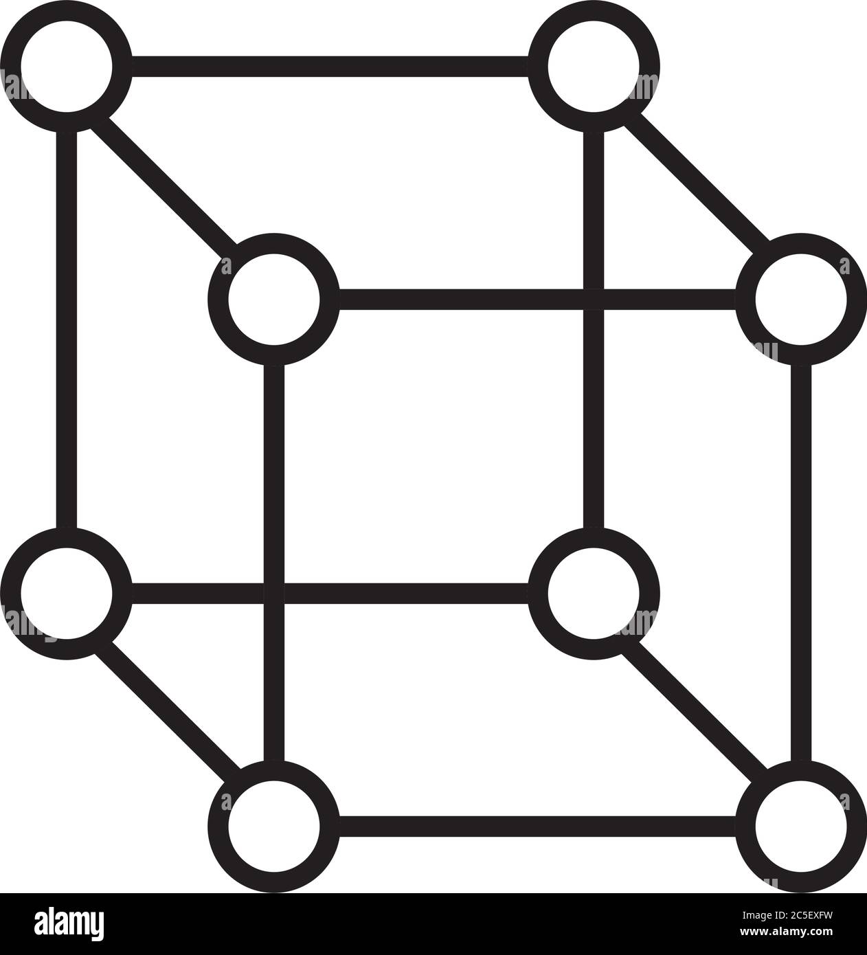 Square atom line style icon design, science chemistry and molecular ...