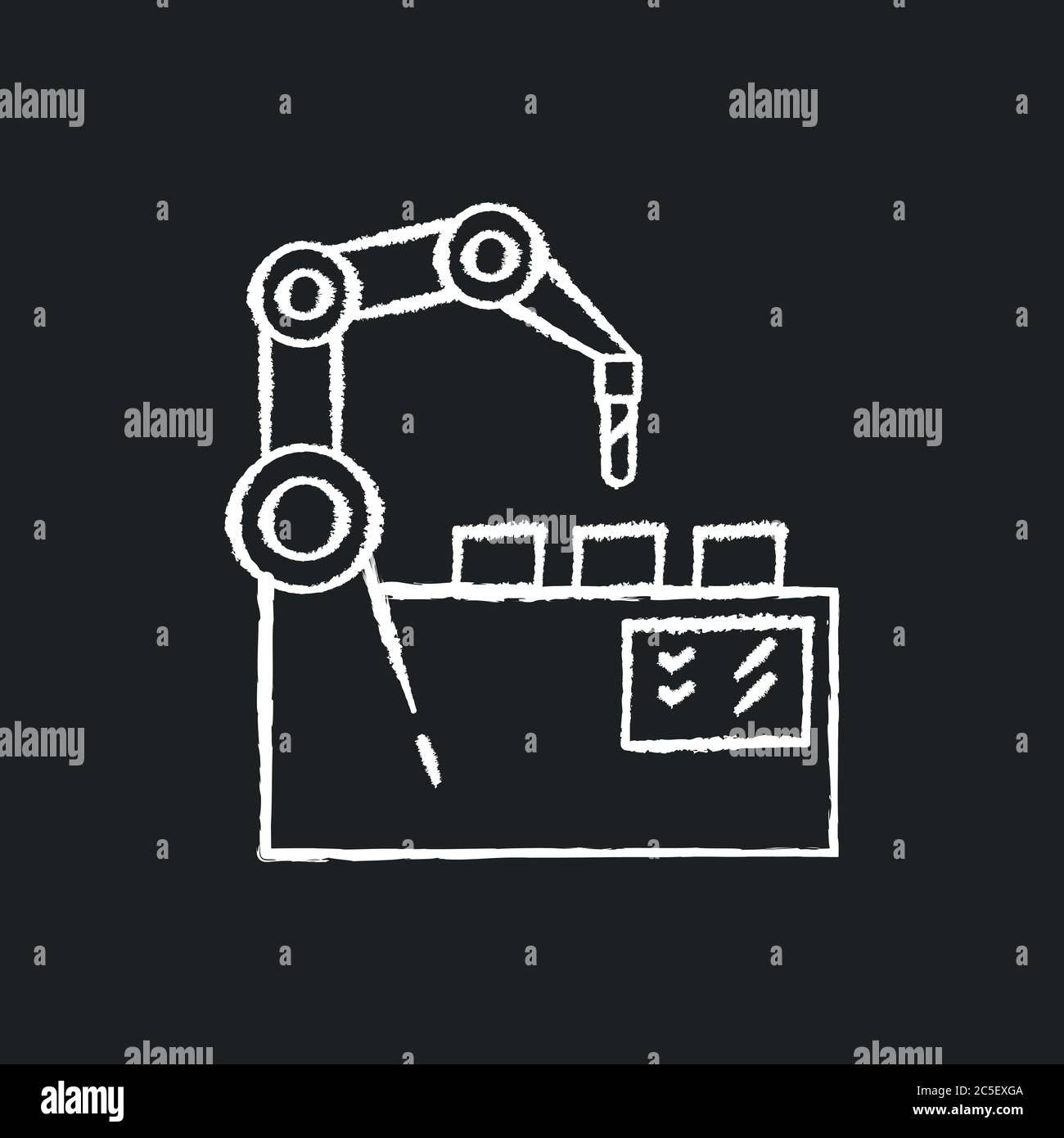 Production automation chalk white icon on black background Stock Vector ...