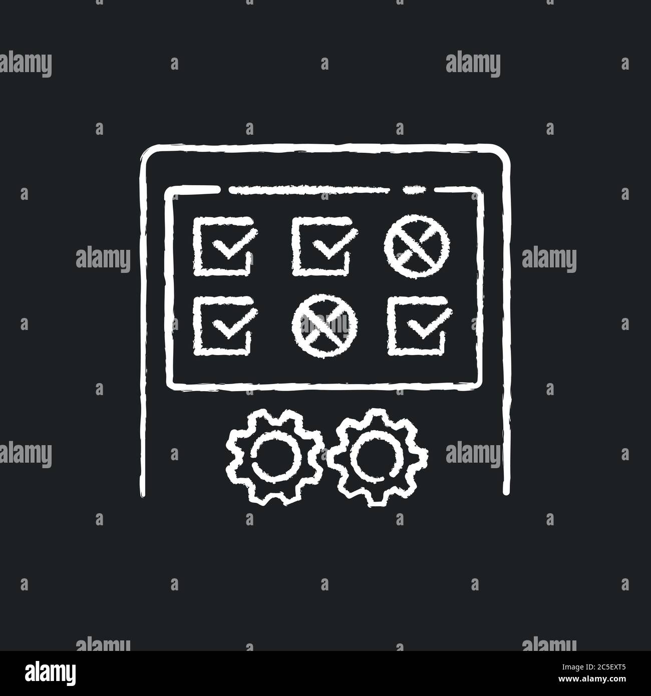 Production testing chalk white icon on black background Stock Vector ...