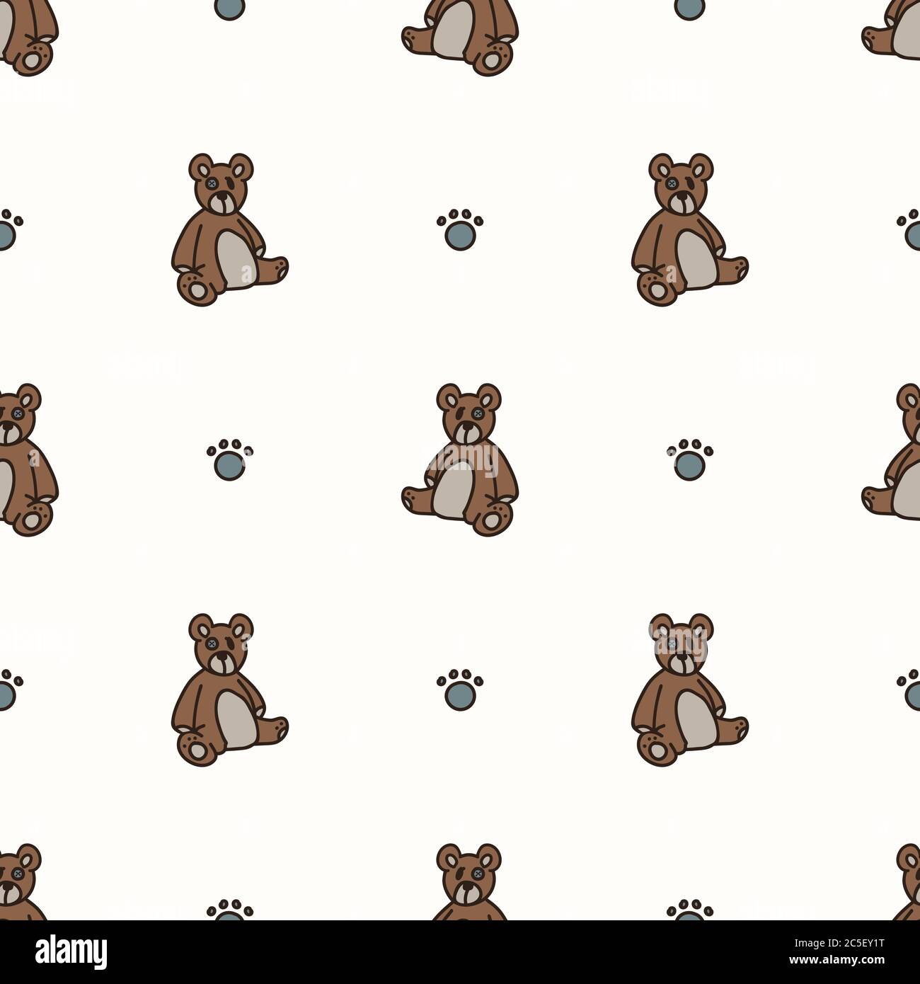 Seamless background bear and paw gender neutral baby pattern. Simple ...
