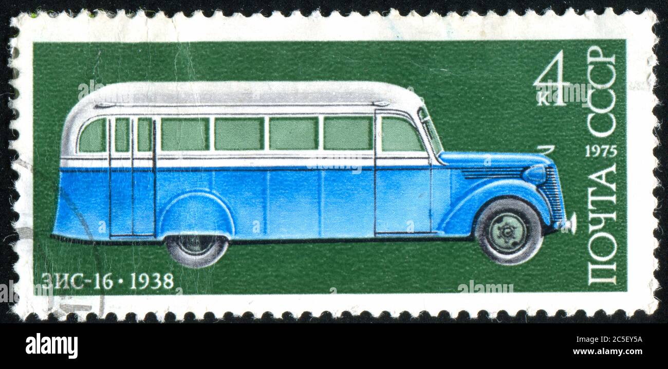 RUSSIA - CIRCA 1975: stamp printed by Russia, shows ancient bus, circa ...