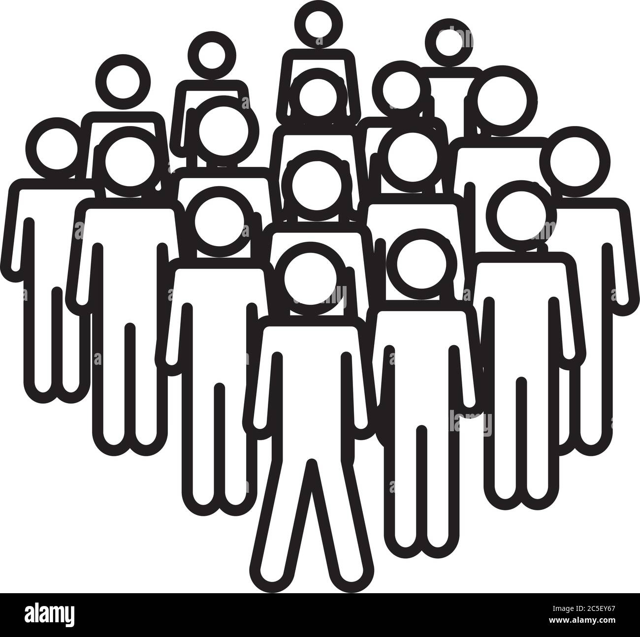 pictogram people standing icon over white background, line style ...