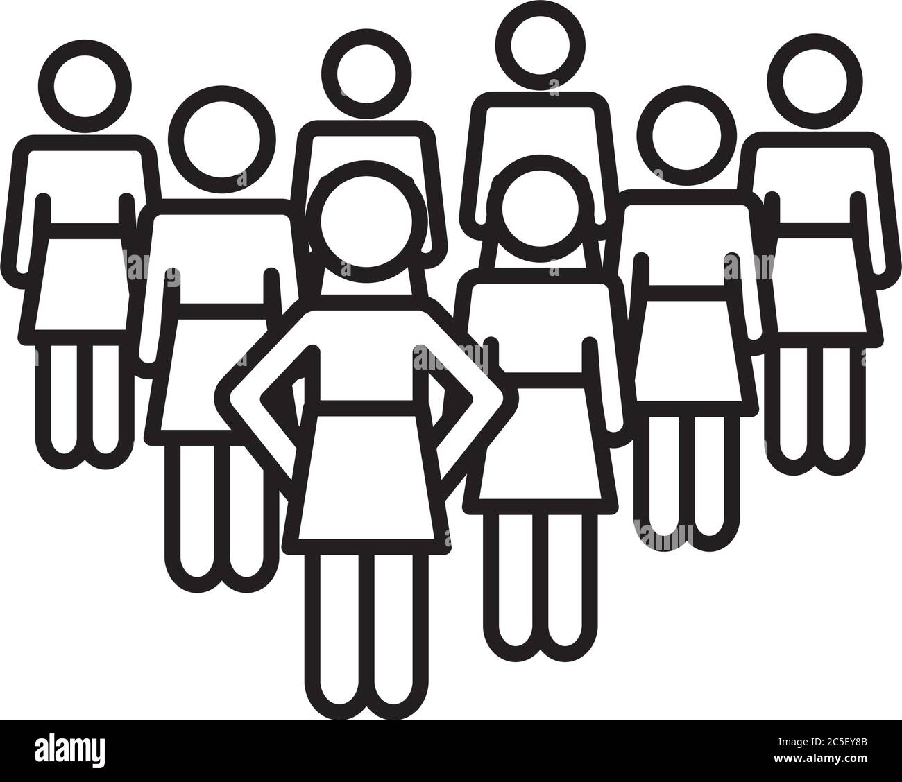 Pictogram Women Icon Over White Background Line Style Vector