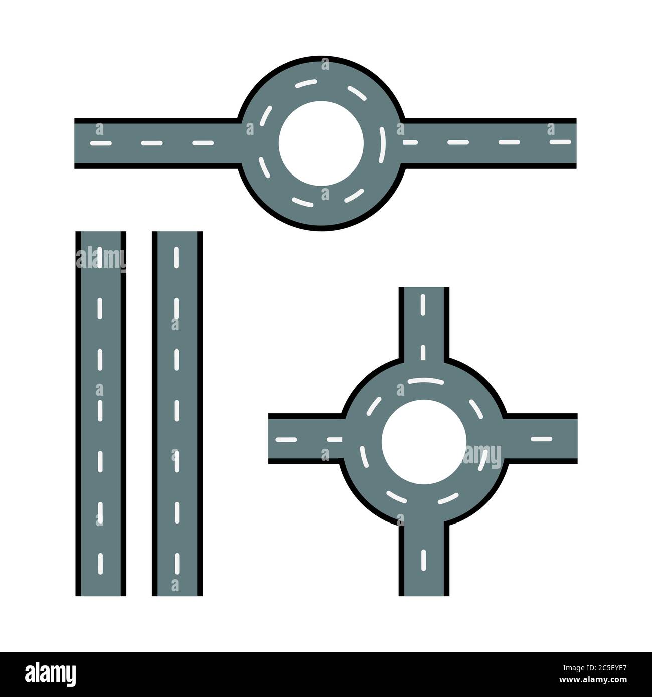 Road elements. Streets and roads set. Trendy flat style for graphic ...