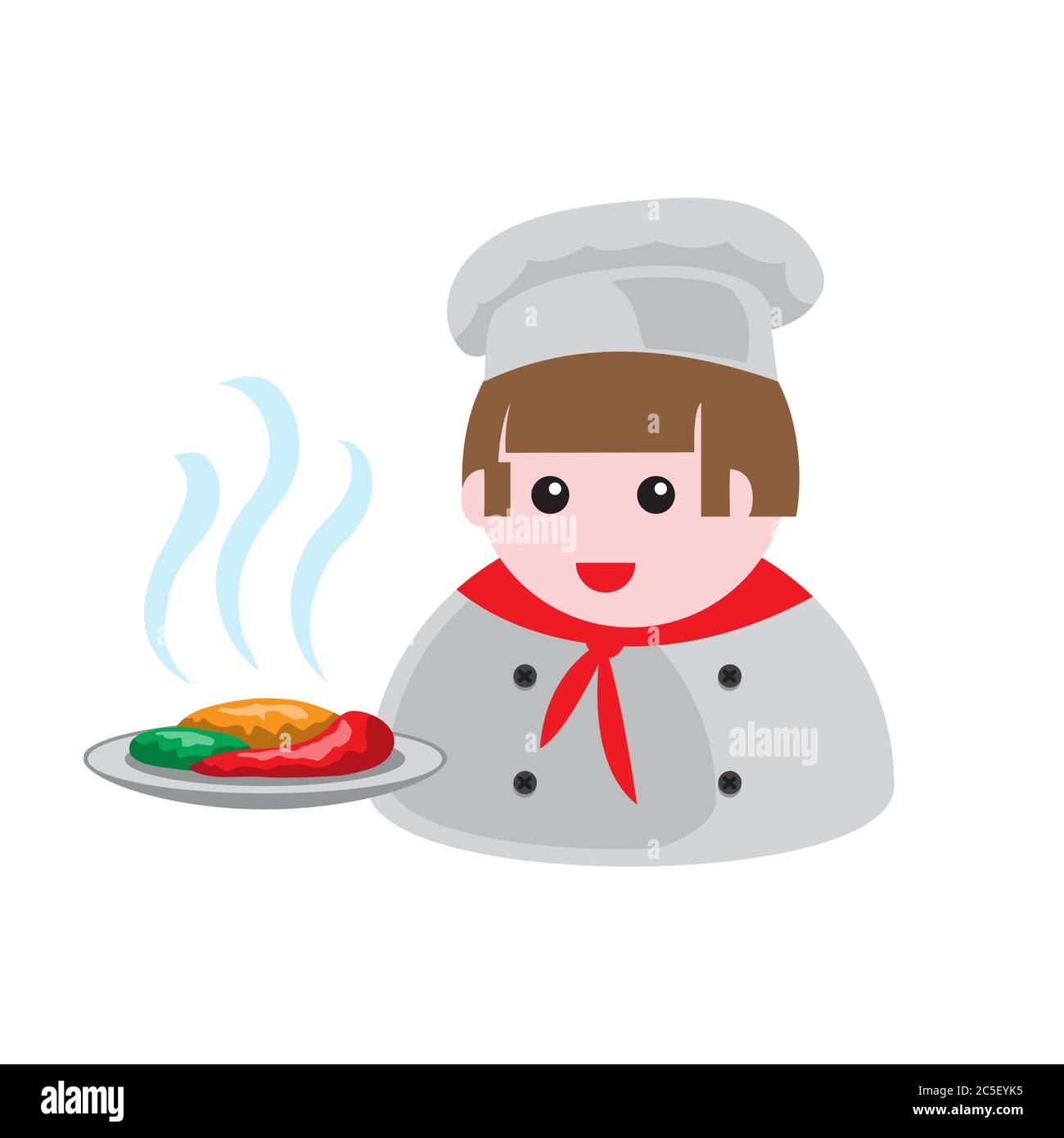 icon of a cook with a dish of food on a white isolated background ...