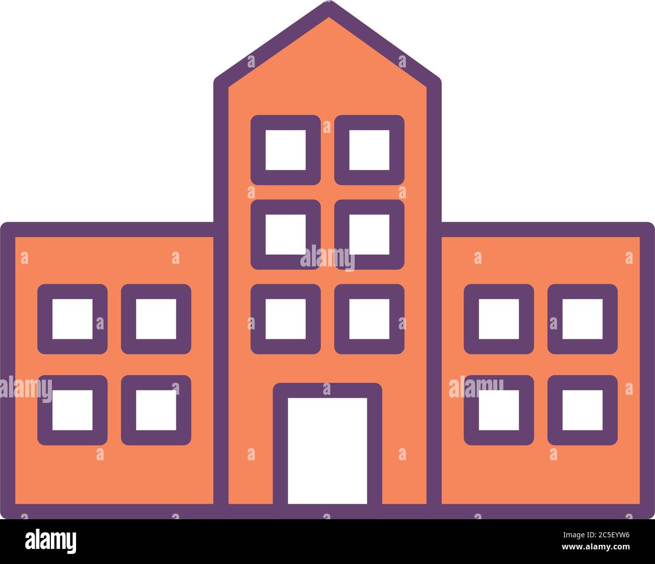 School building line and fill style icon design, education class lesson ...