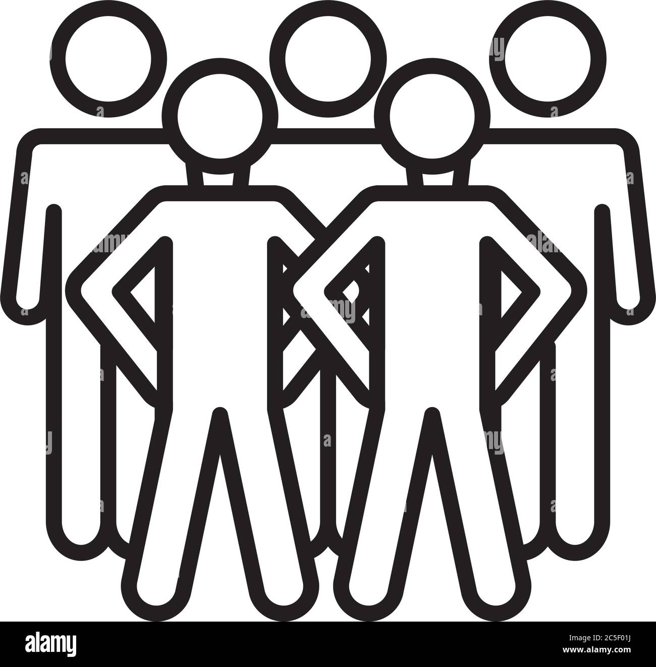 men standing icon over white background, line style, vector ...