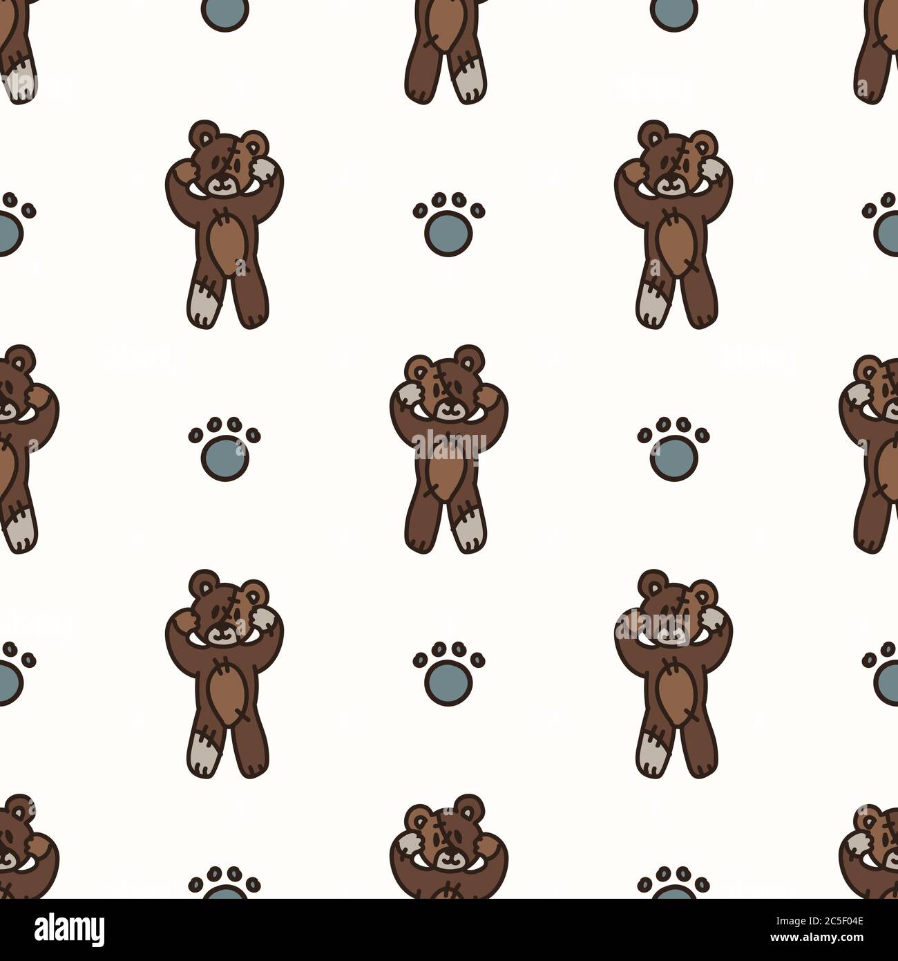 Seamless background teddy bear and paw gender neutral baby pattern ...