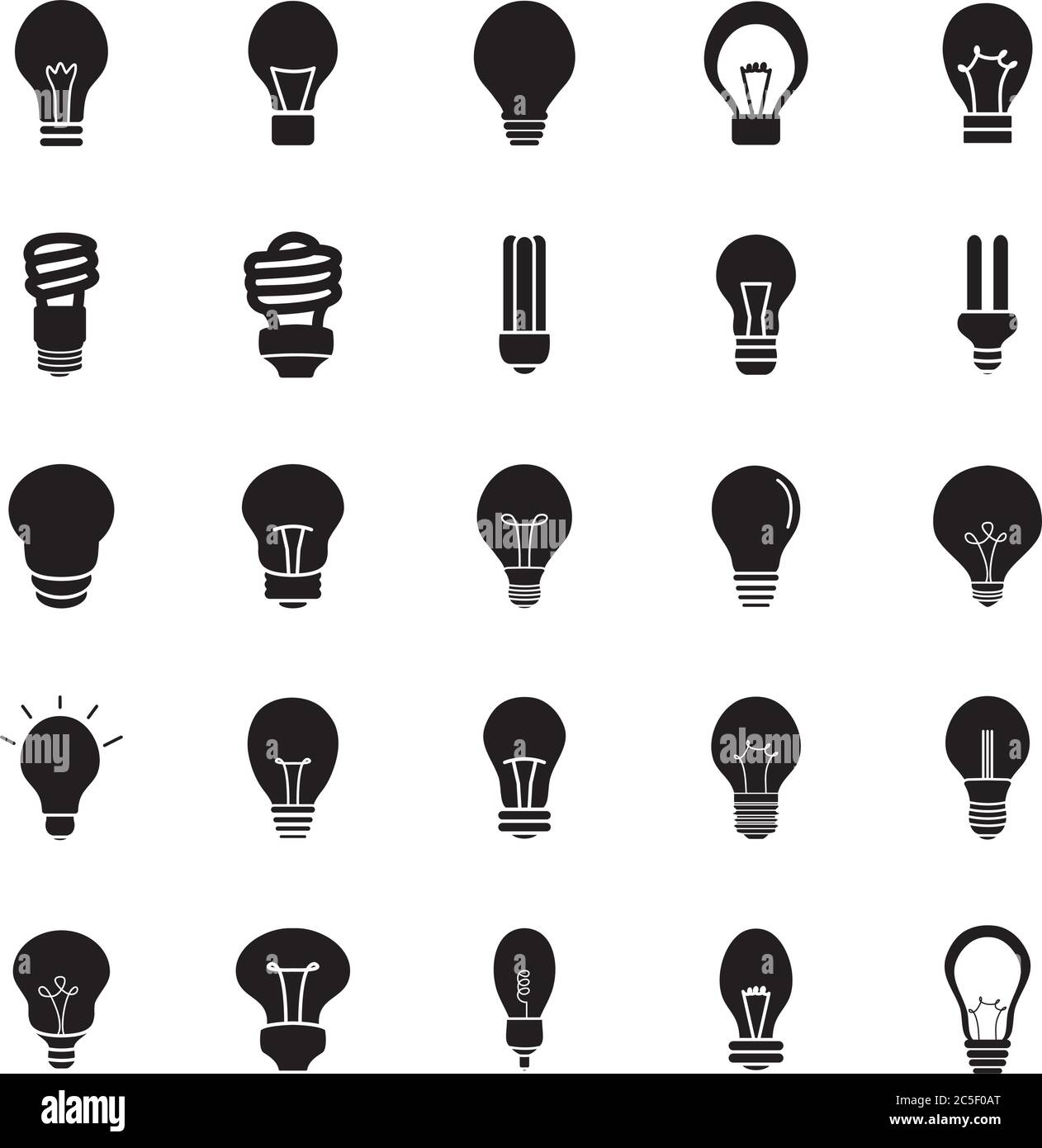 led lightbulbs and lightbulbs icon set over white background ...