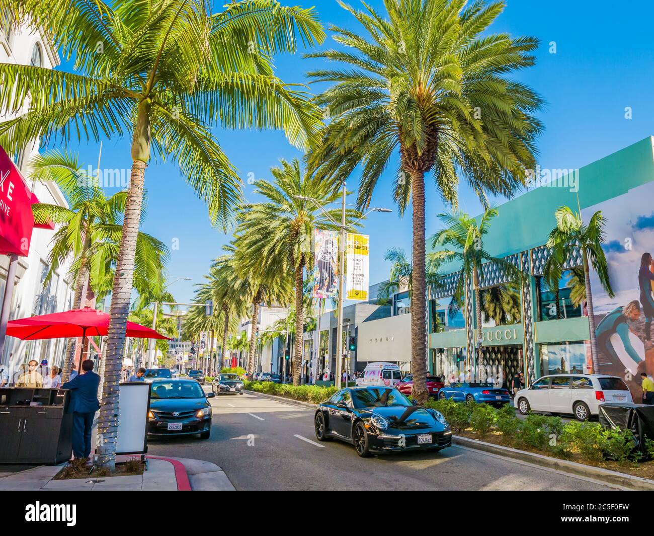 Los Angeles, California, View of Rodeo Drive during sunny day in ...
