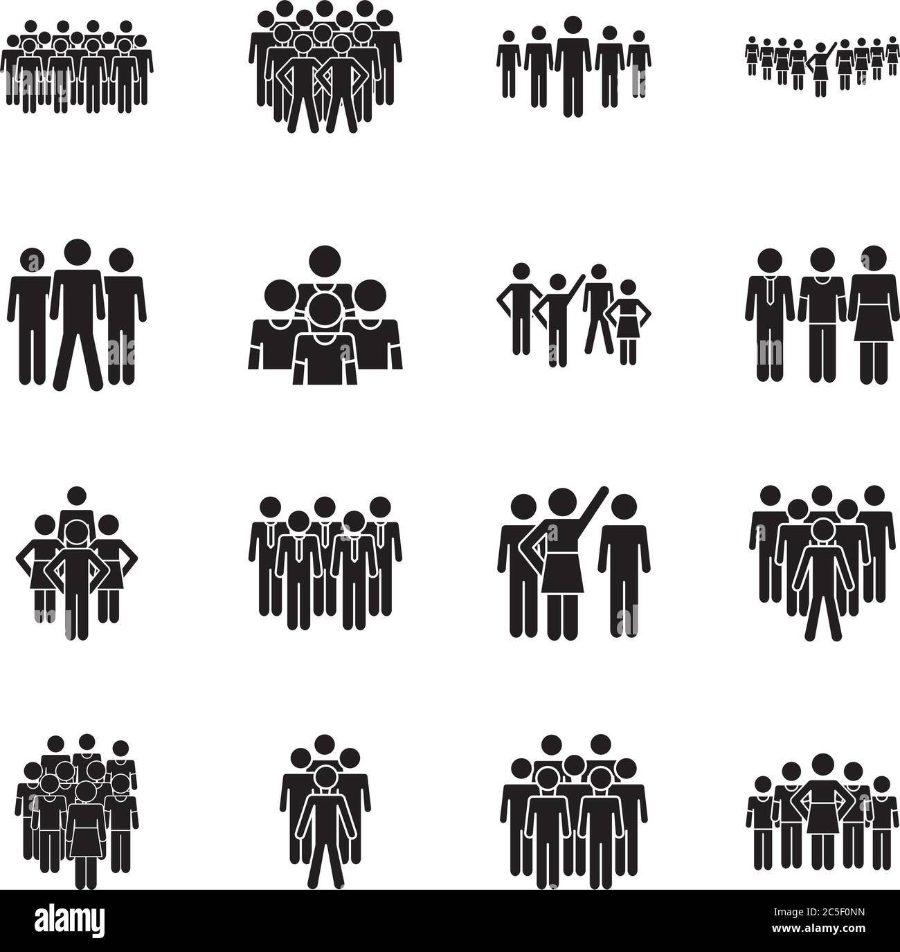 pictogram crowd and people icon set over white background, silhouette ...