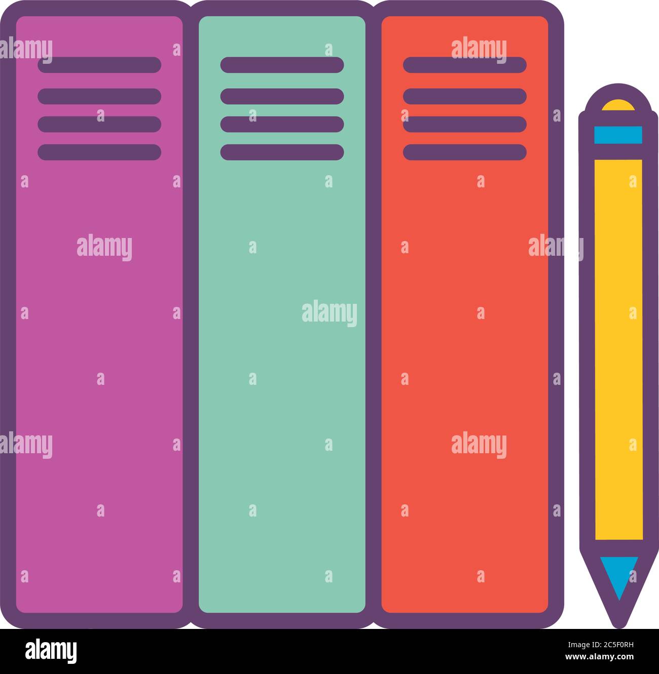 Files and pencil line and fill style icon design, Document data archive storage organize ...