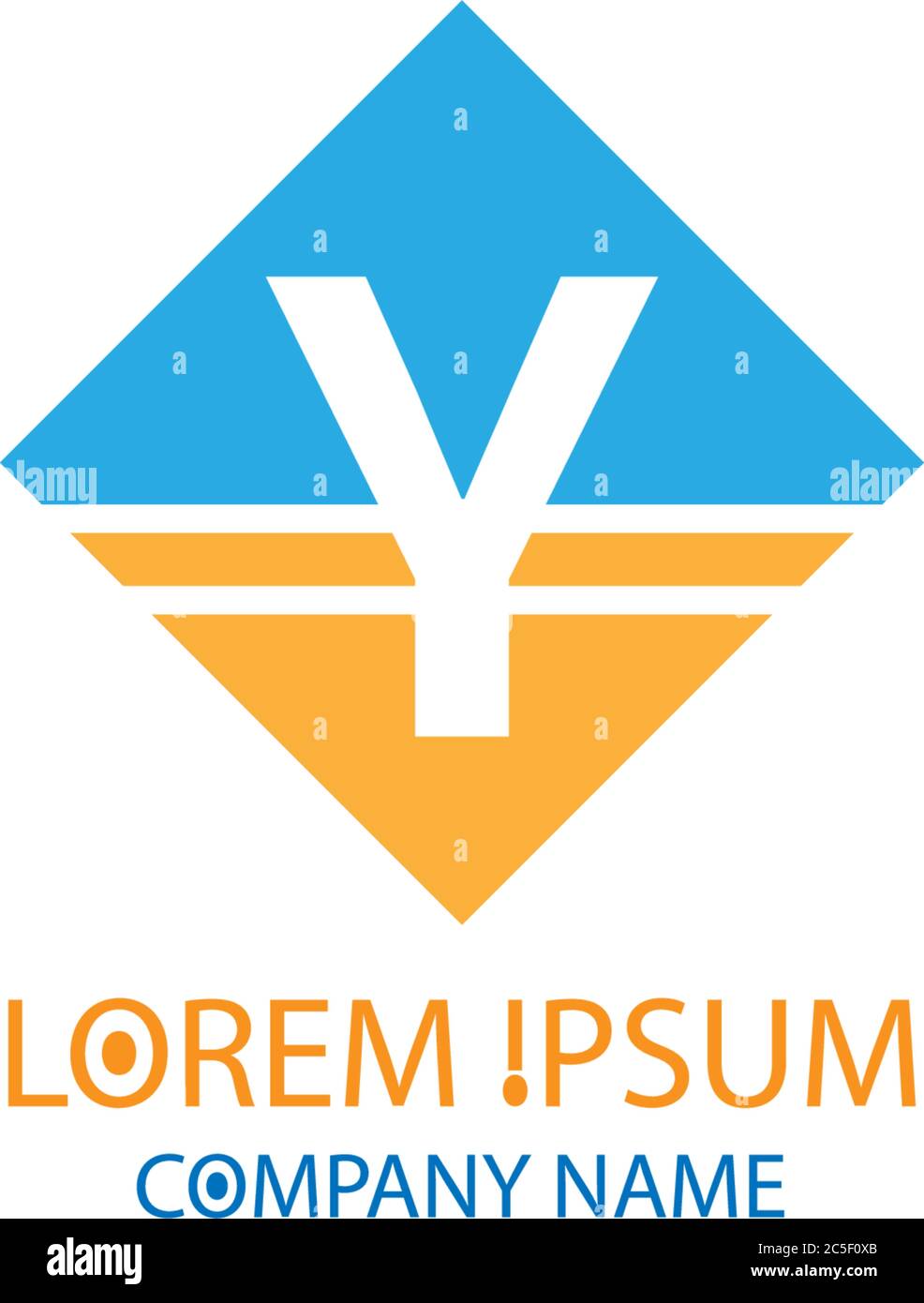 Currency symbol letter Y logo design concept in orange and blue colors ...