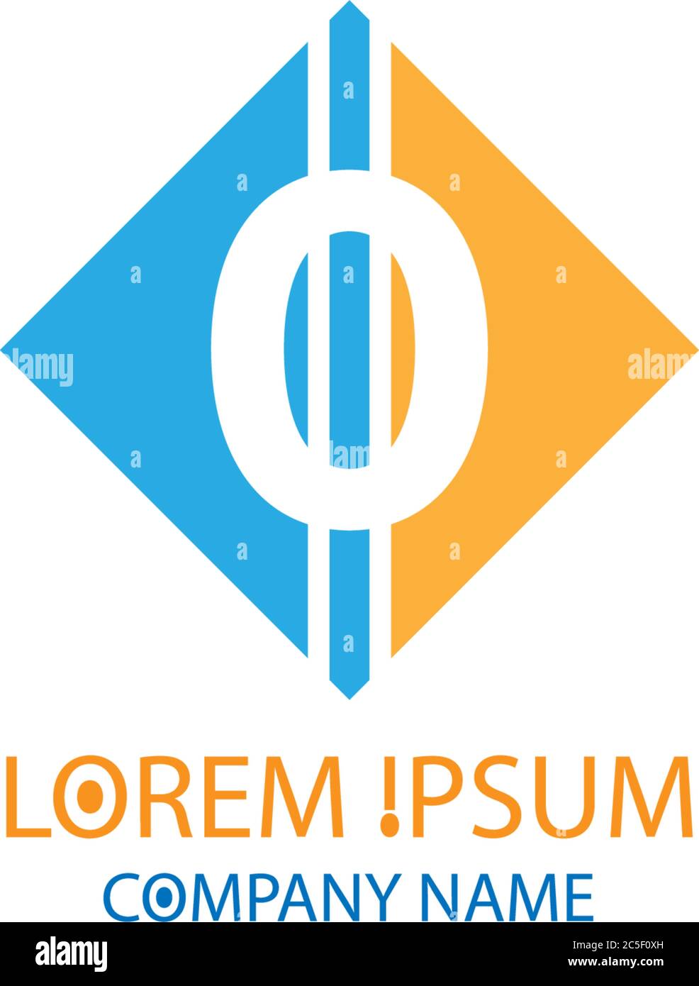 Currency symbol letter O logo design concept in orange and blue colors ...