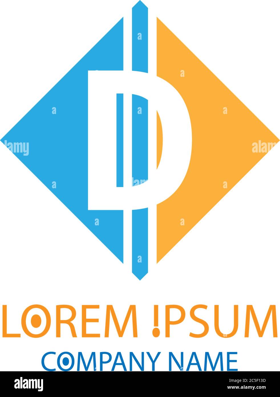 Currency symbol letter D logo design concept in orange and blue colors ...