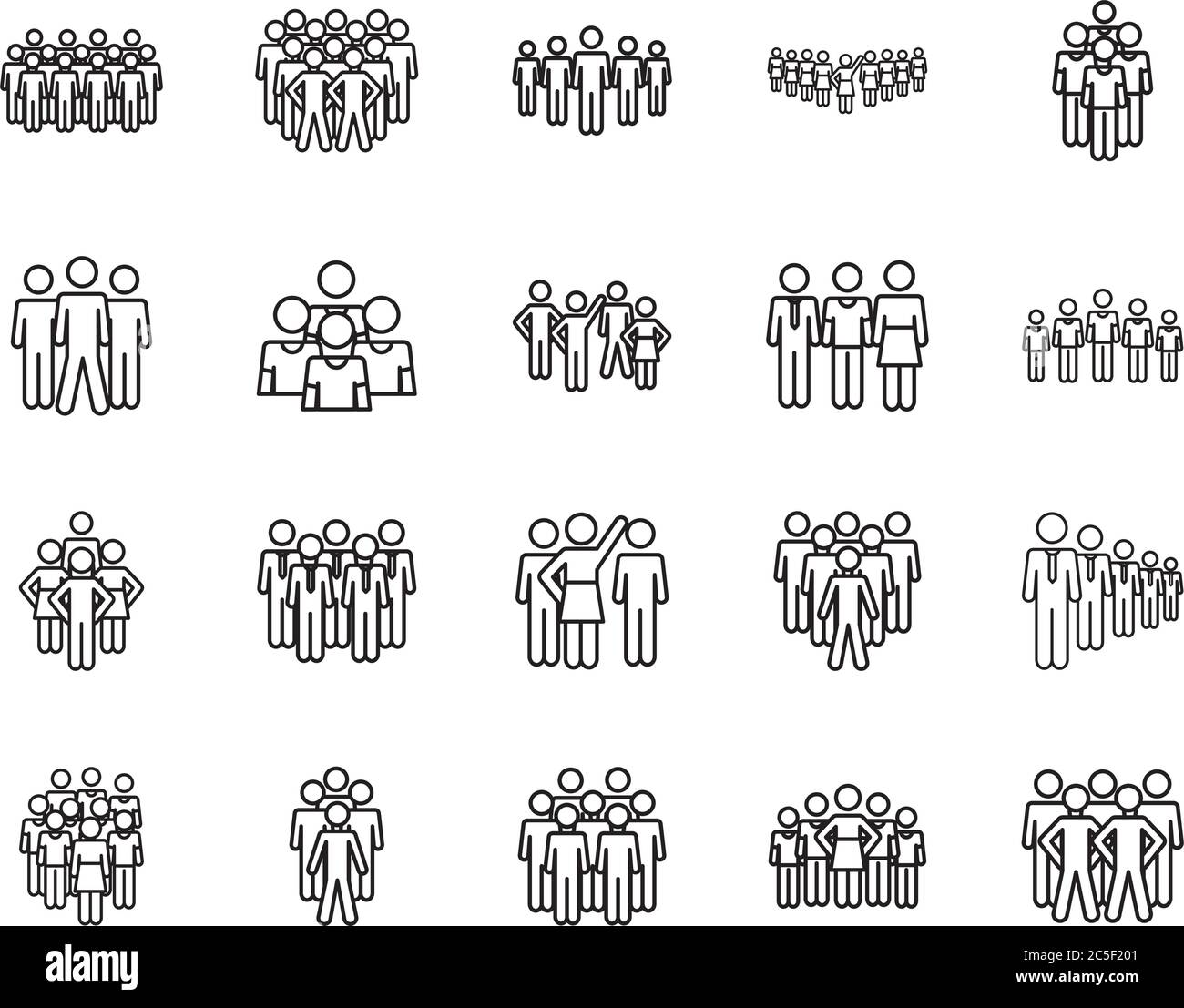 pictogram woman and people icon set over white background, line style ...