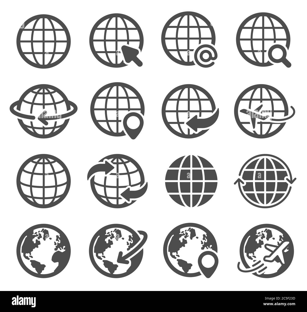 Globe symbol planet earth Black and White Stock Photos & Images - Alamy