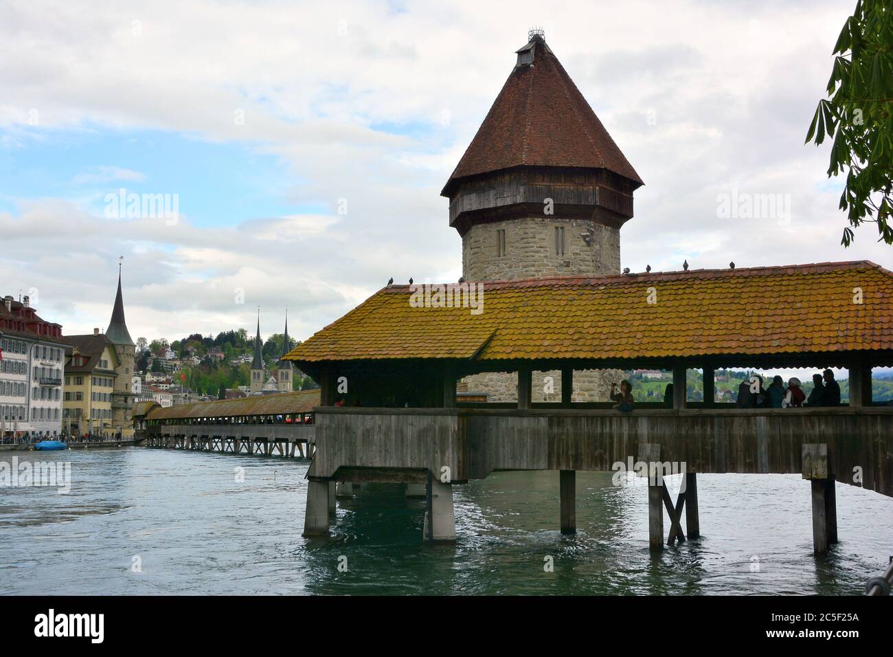 Kapellbrücke, Chapel Bridge, Covered Wooden Footbridge, Lucerne, Luzern ...