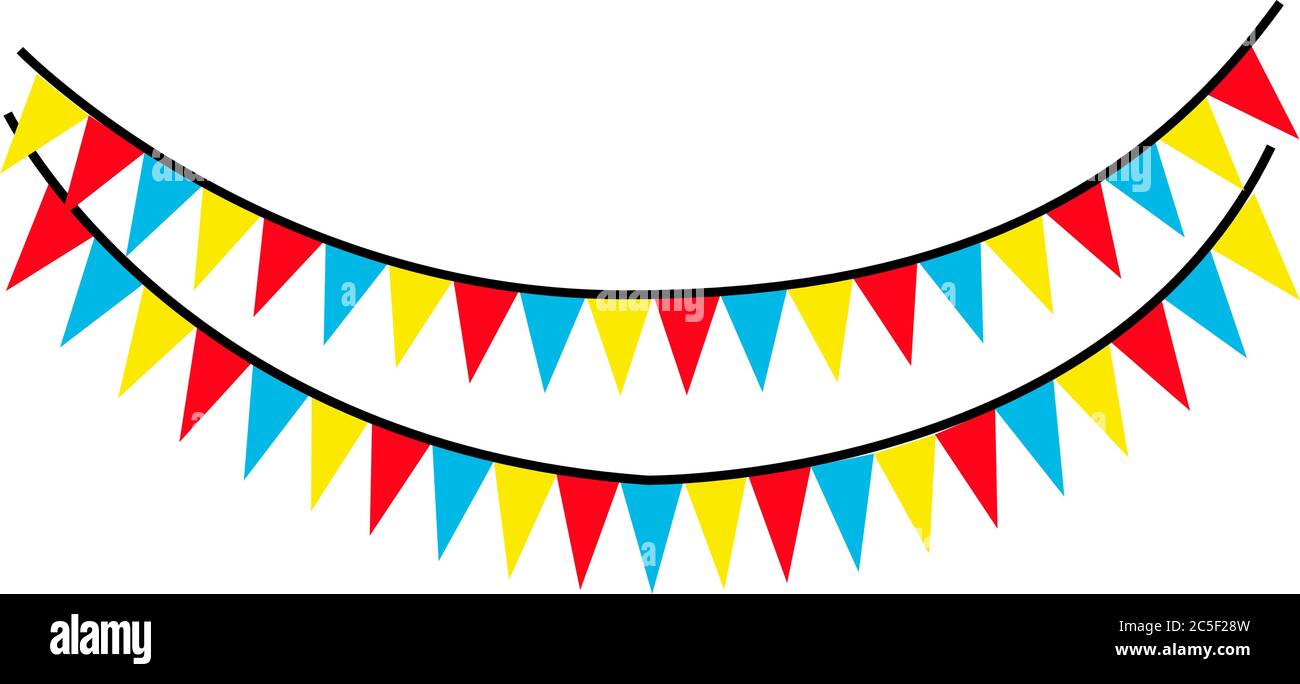 Hanging Flags Birthday Decoration Vector Illustration Celebration Party ...