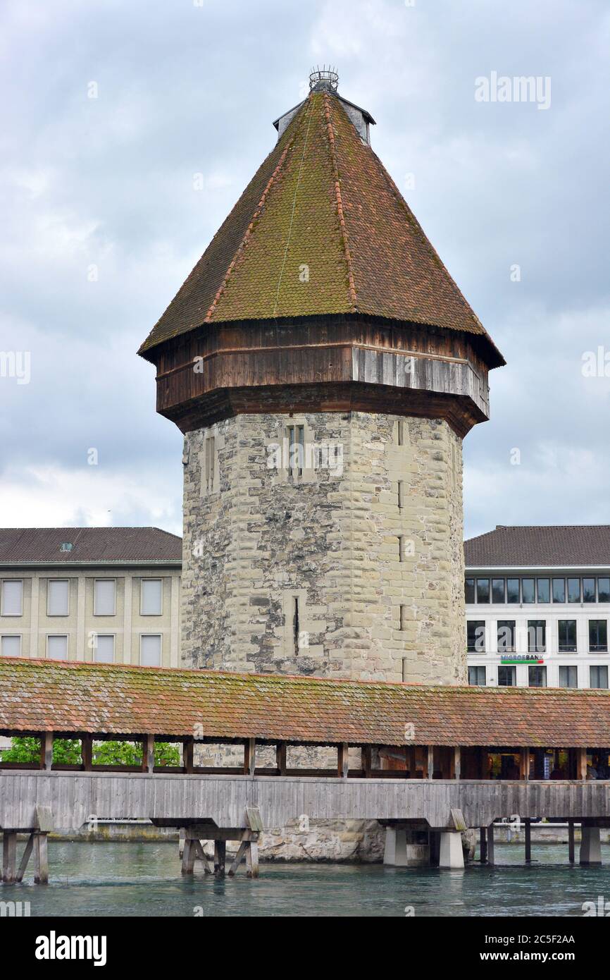 Kapellbrücke, Chapel Bridge, Covered Wooden Footbridge, Lucerne, Luzern ...