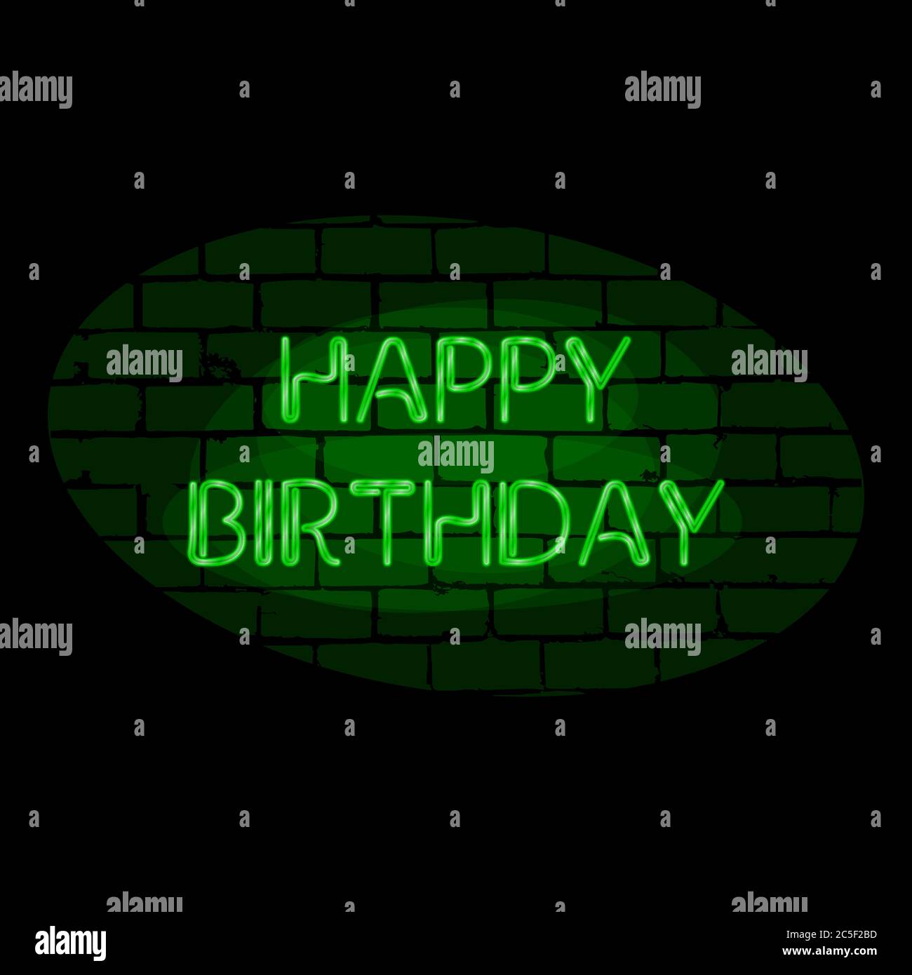 Green Happy Birthday text neon lights sign vector illustration Stock ...