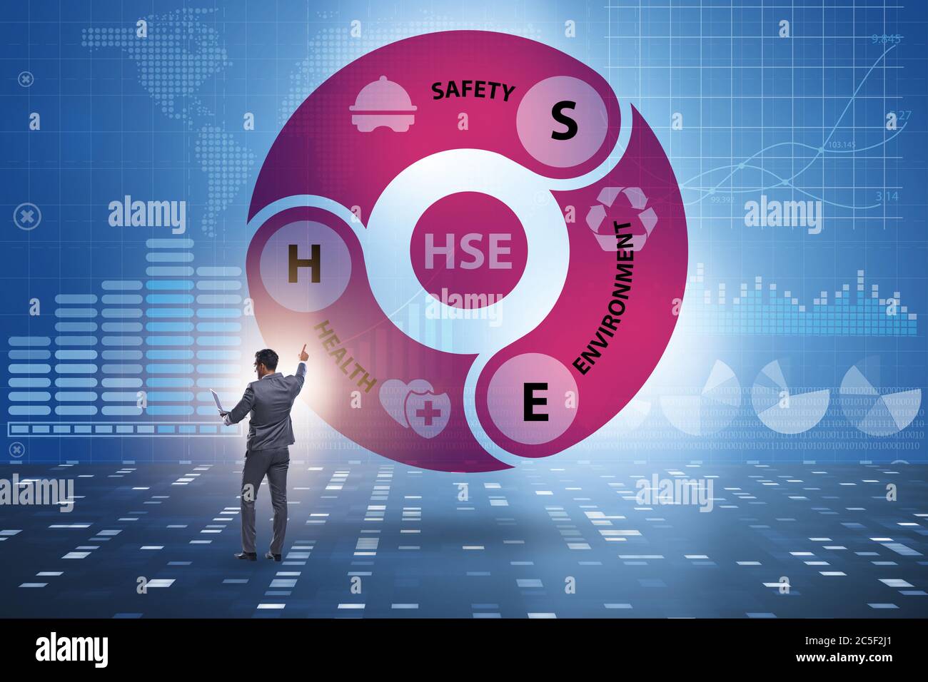 HSE concept for health safety environment with the businessman Stock ...