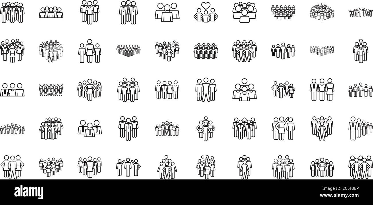 icon set of pictogram people over white background, line style, vector ...