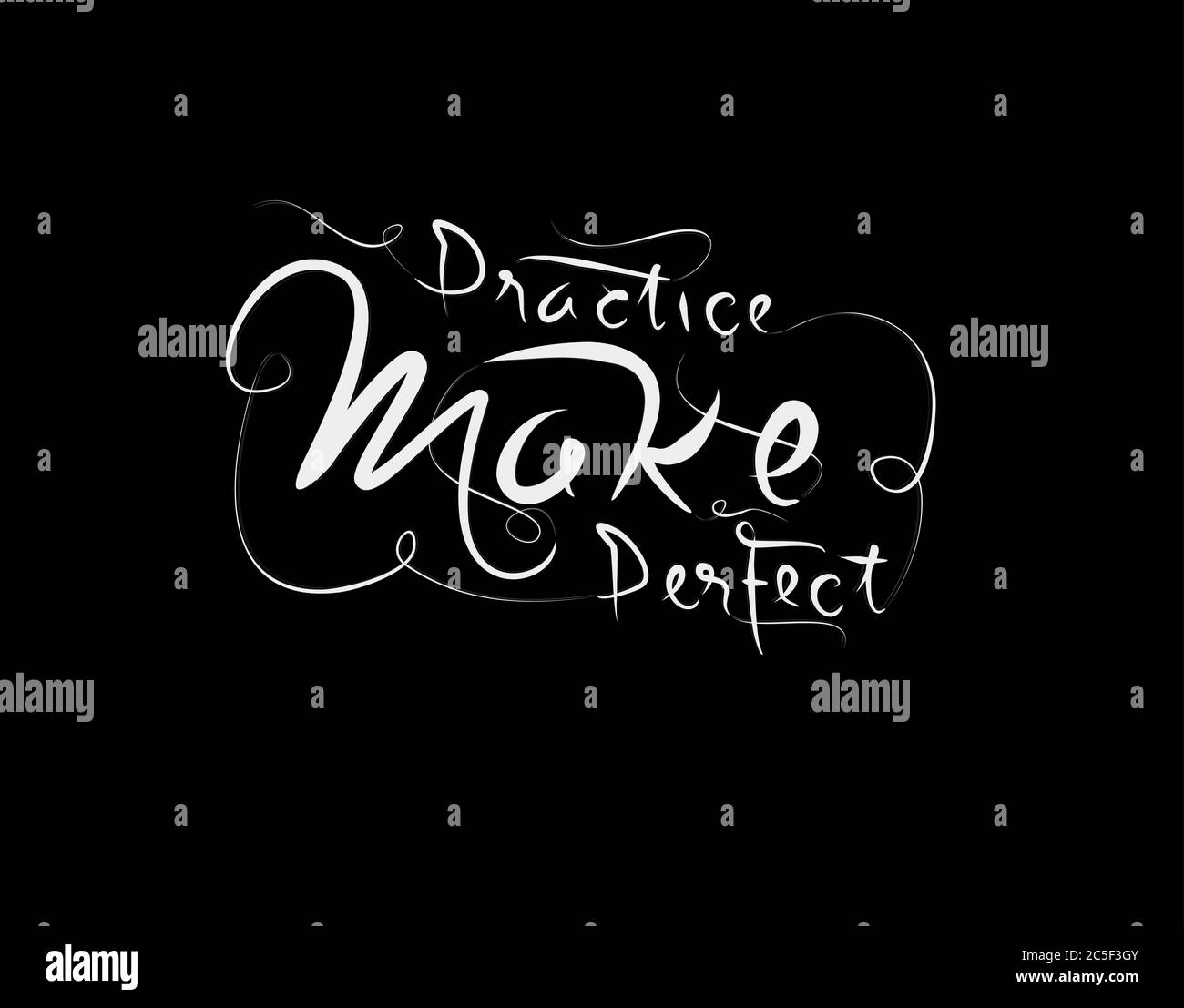 Practice Make Perfect Lettering Text on Black background in vector ...