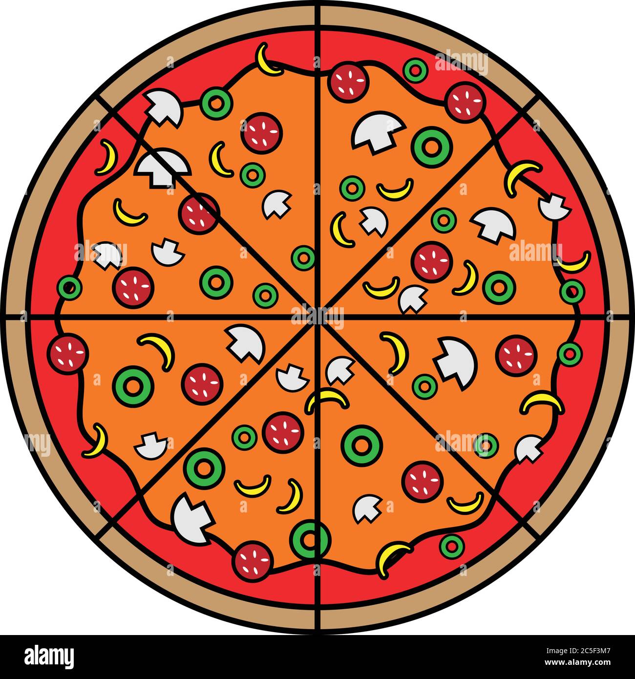 Pizza Icon Fast Food Tasty Baked and Sliced. Vector illustration Stock ...