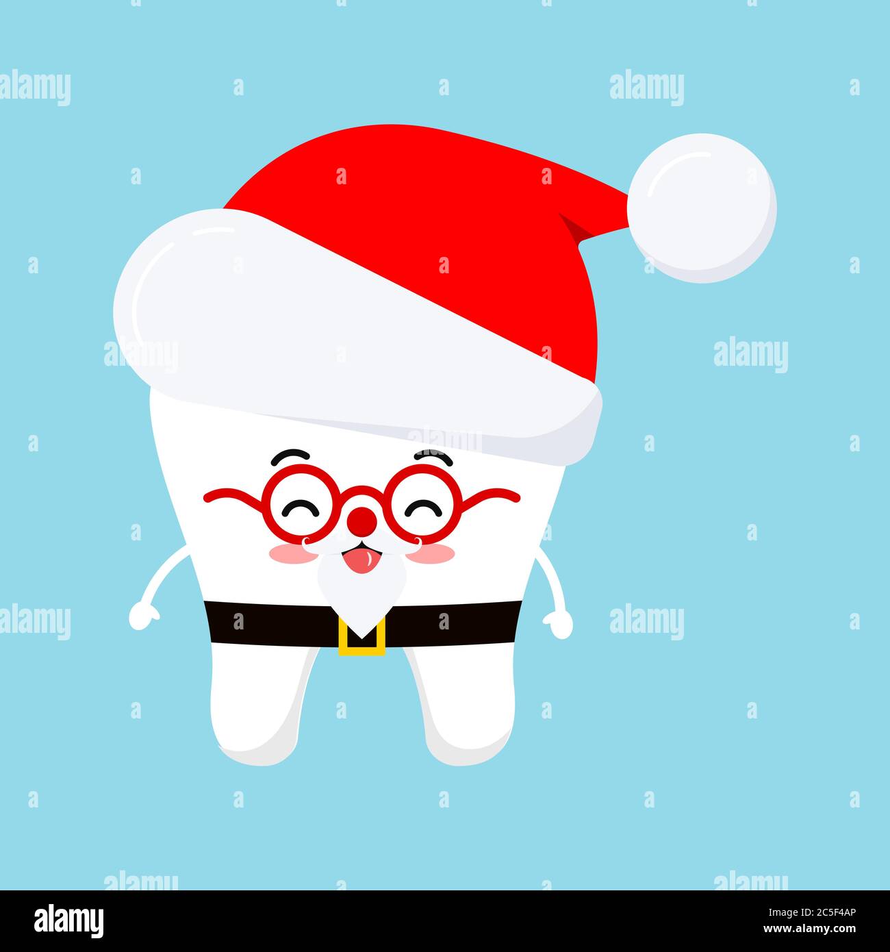 Chistmas cute tooth in Santa Claus costume - red hat icon in cartoon ...