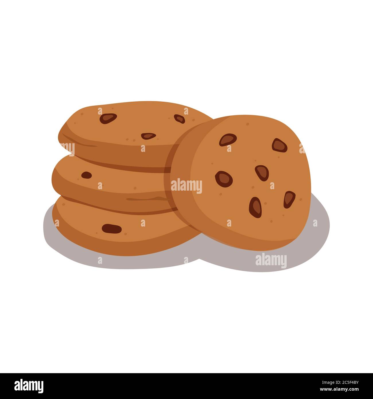 Traditional chocolate chip cookie isolated Illustration. Trendy flat ...