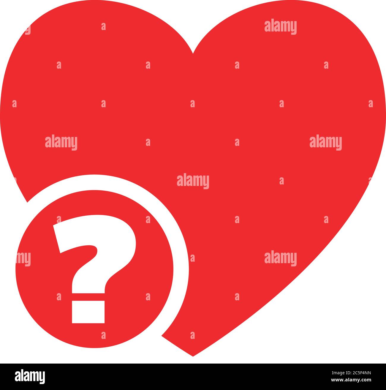 Red heart shape with question mark icon help sign support illustration ...