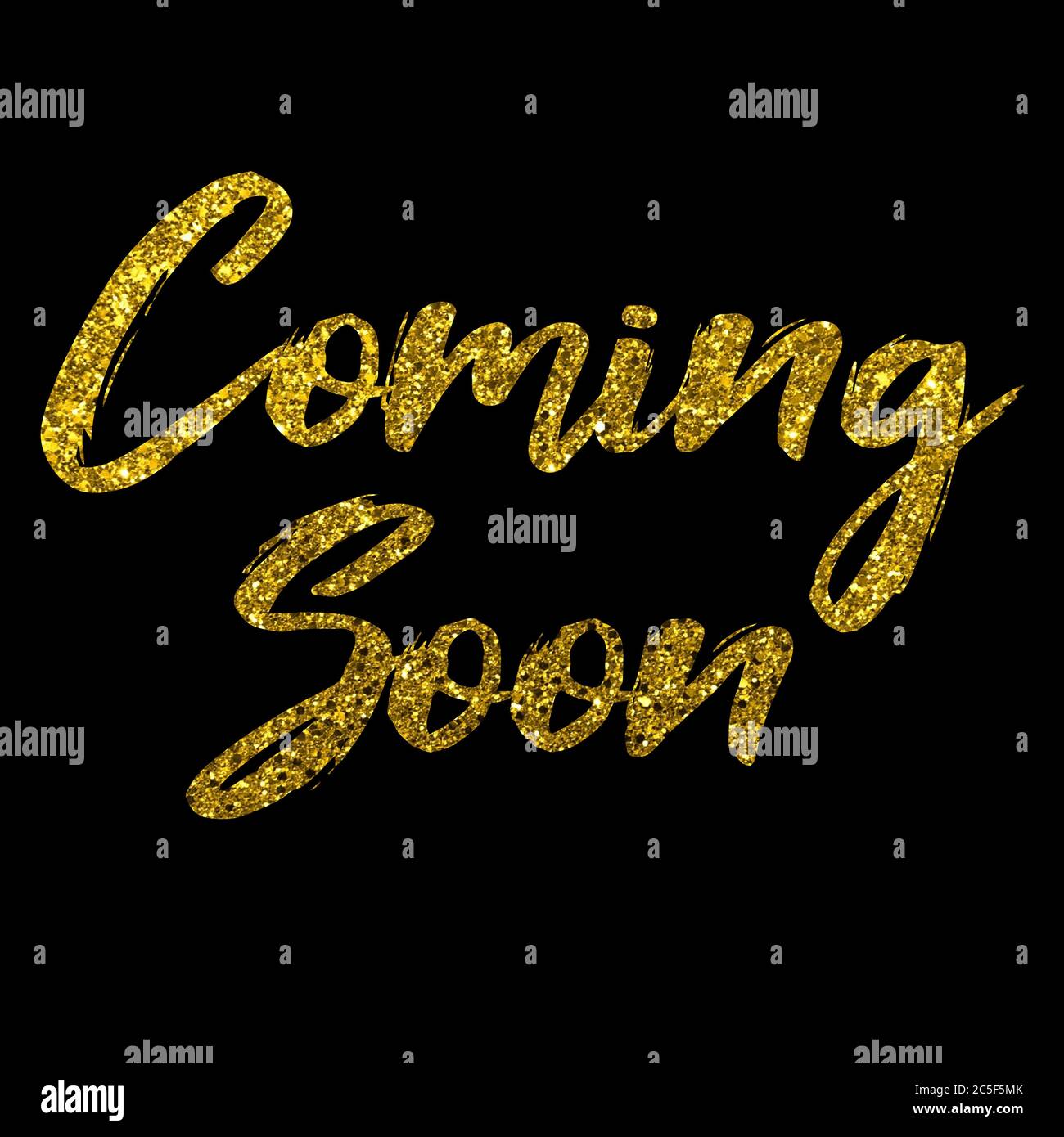 Coming Soon golden text on black background new product release ...