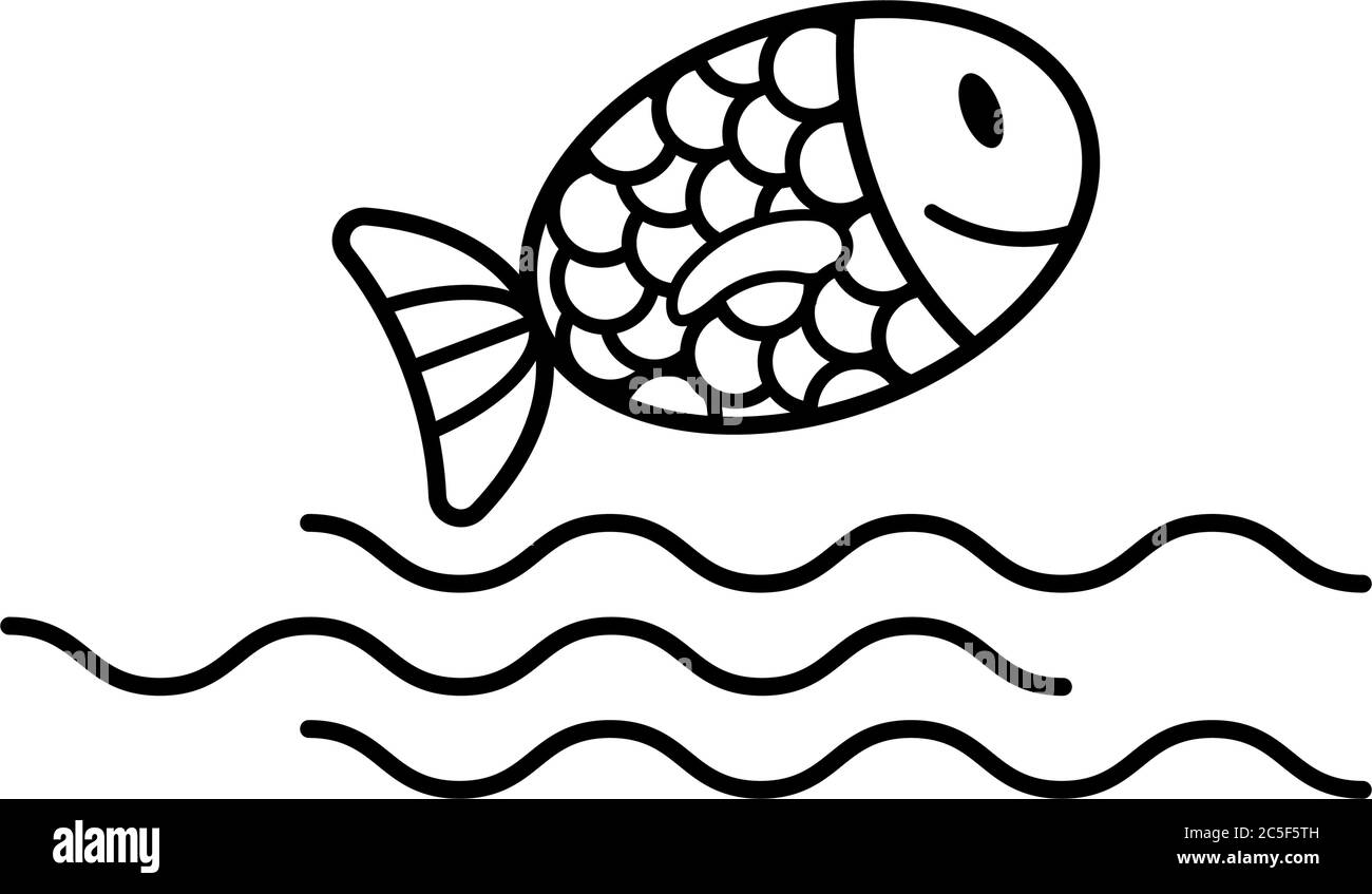 Fish Icon Black Vector Isolated Illustration Marine UnderWater Wildlife ...