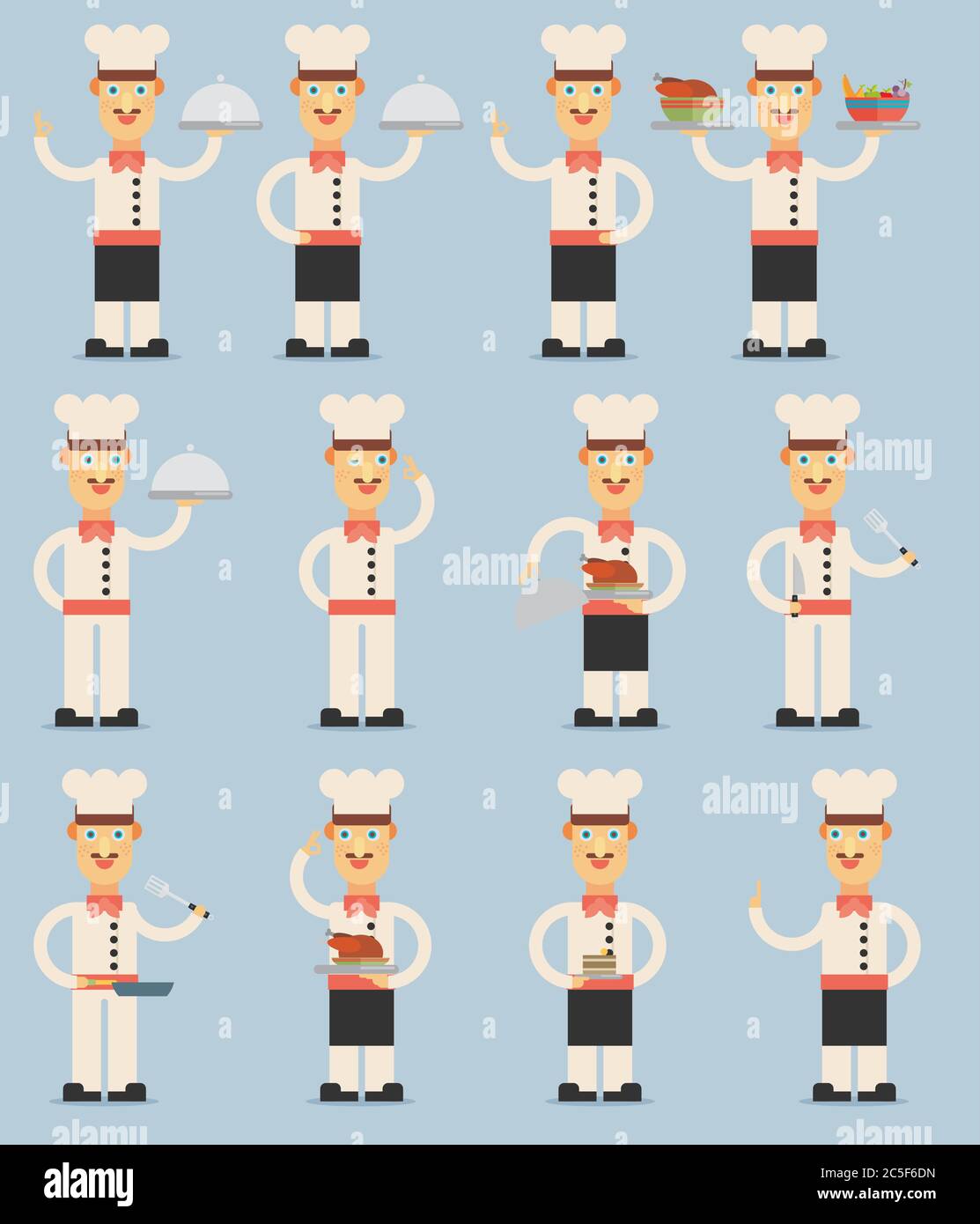 Vector illustration of chef. Flat design set Stock Vector Image & Art ...