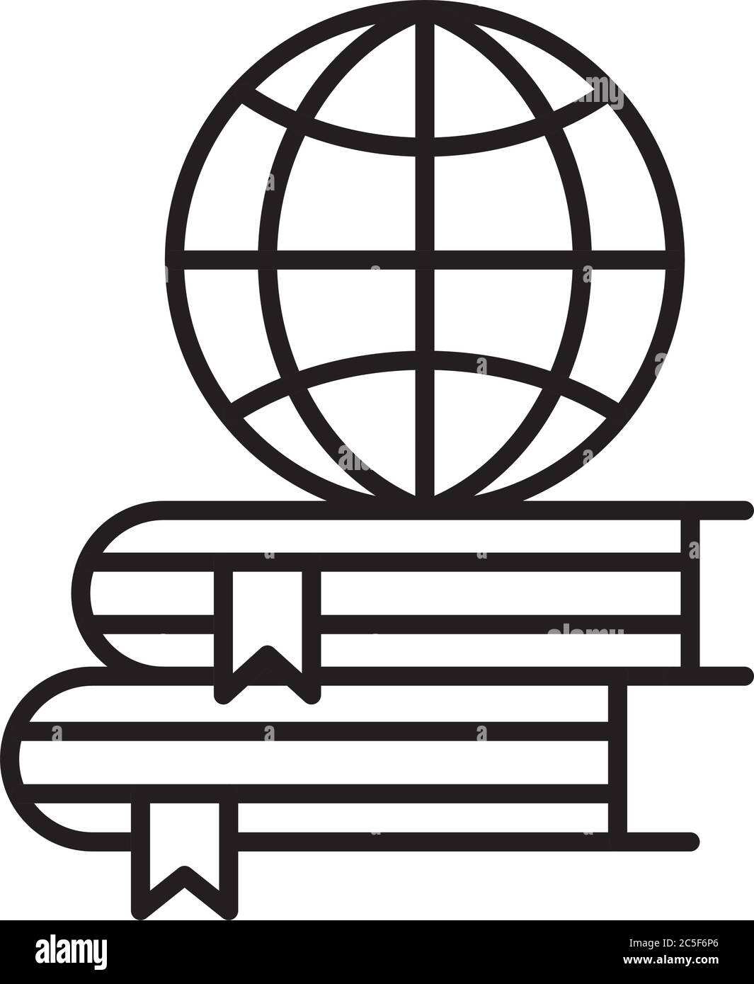 Global Sphere On Books Line Style Icon Design Communication Internet
