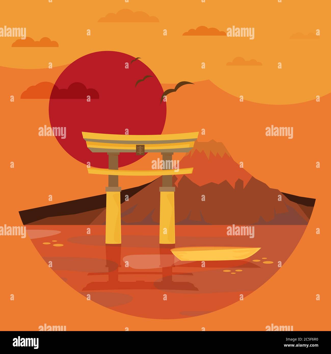Flat design landscape of Japan illustration vector Stock Vector Image ...