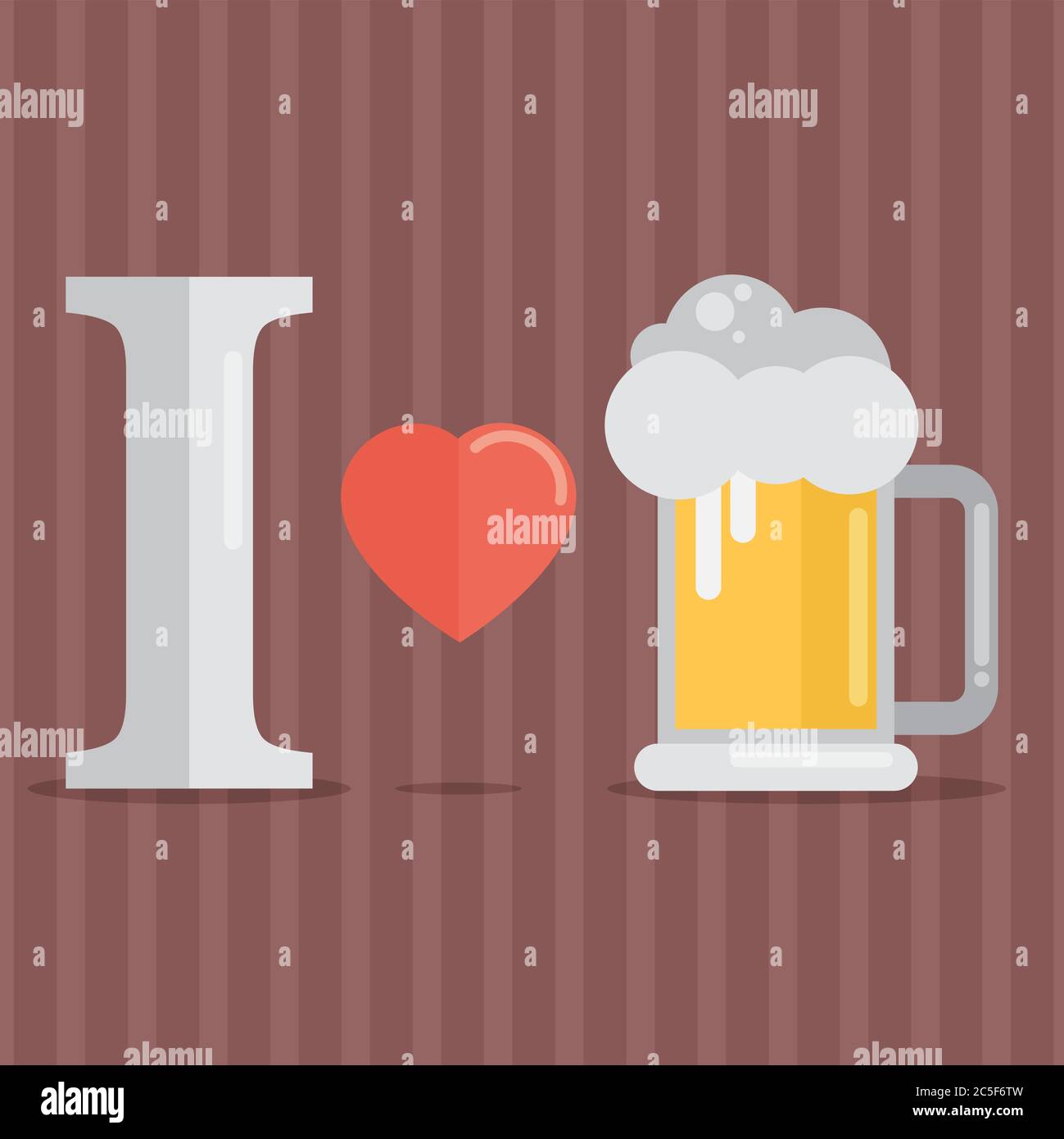 I love beer. Vector illustration. Flat design style Stock Vector Image ...
