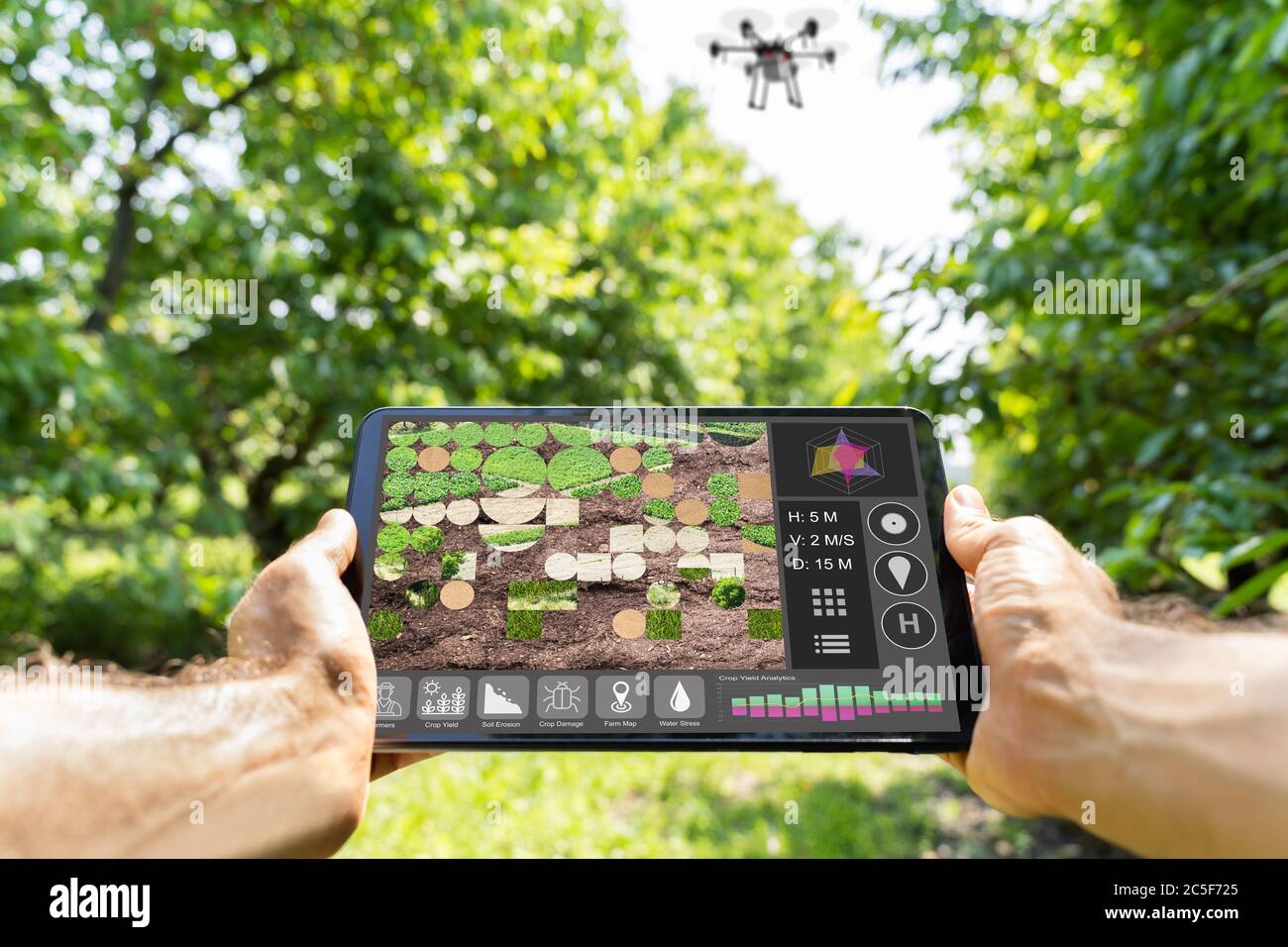 Smart Farming Digital Technology Agriculture App At Farm Stock Photo ...
