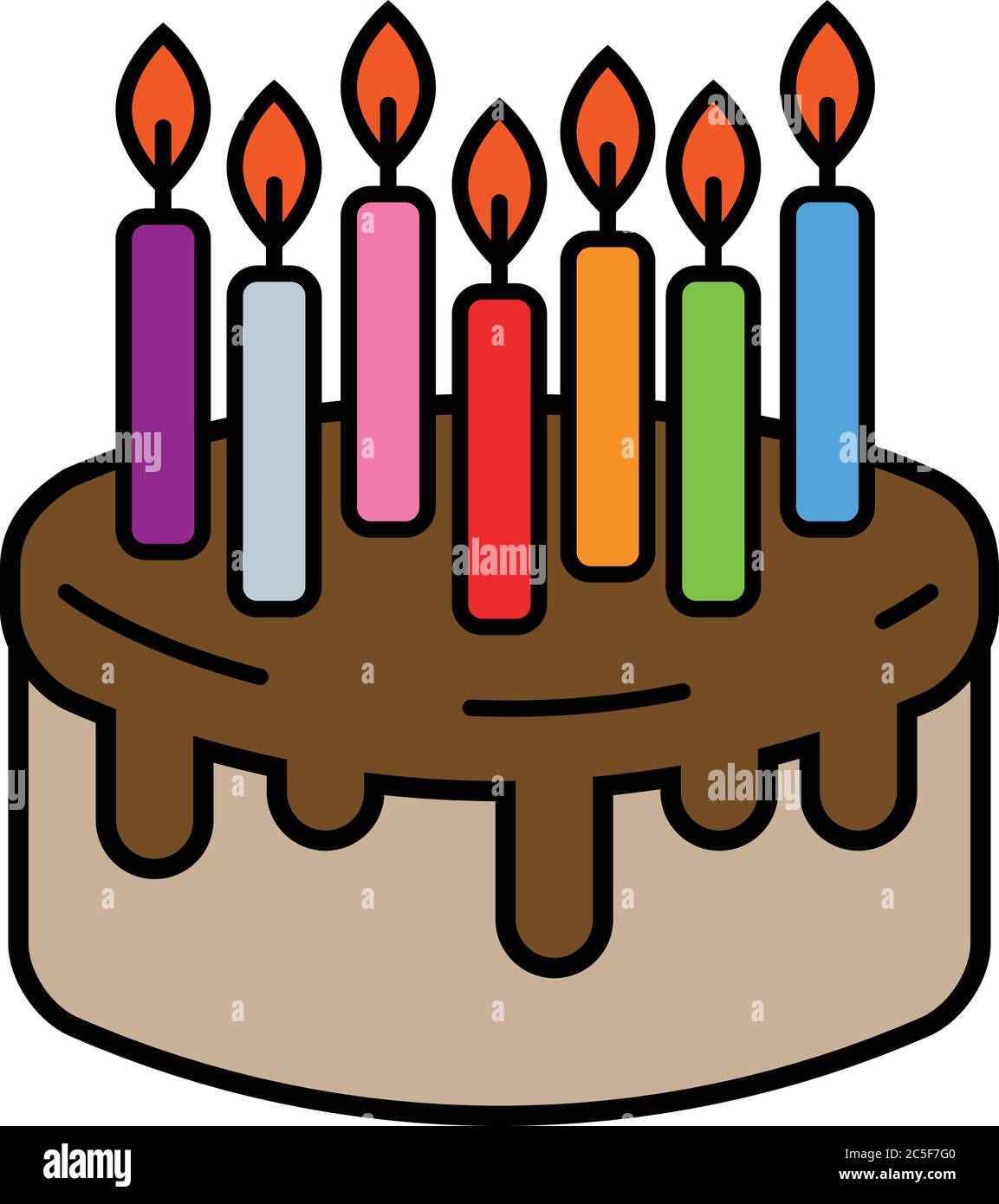 Birthday Cake Icon With Candles Sweet Party Dessert Symbol Stock Vector ...