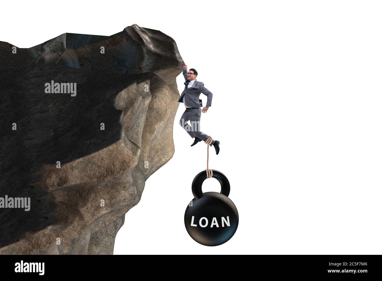 Concept of debt and load with the businessman Stock Photo - Alamy