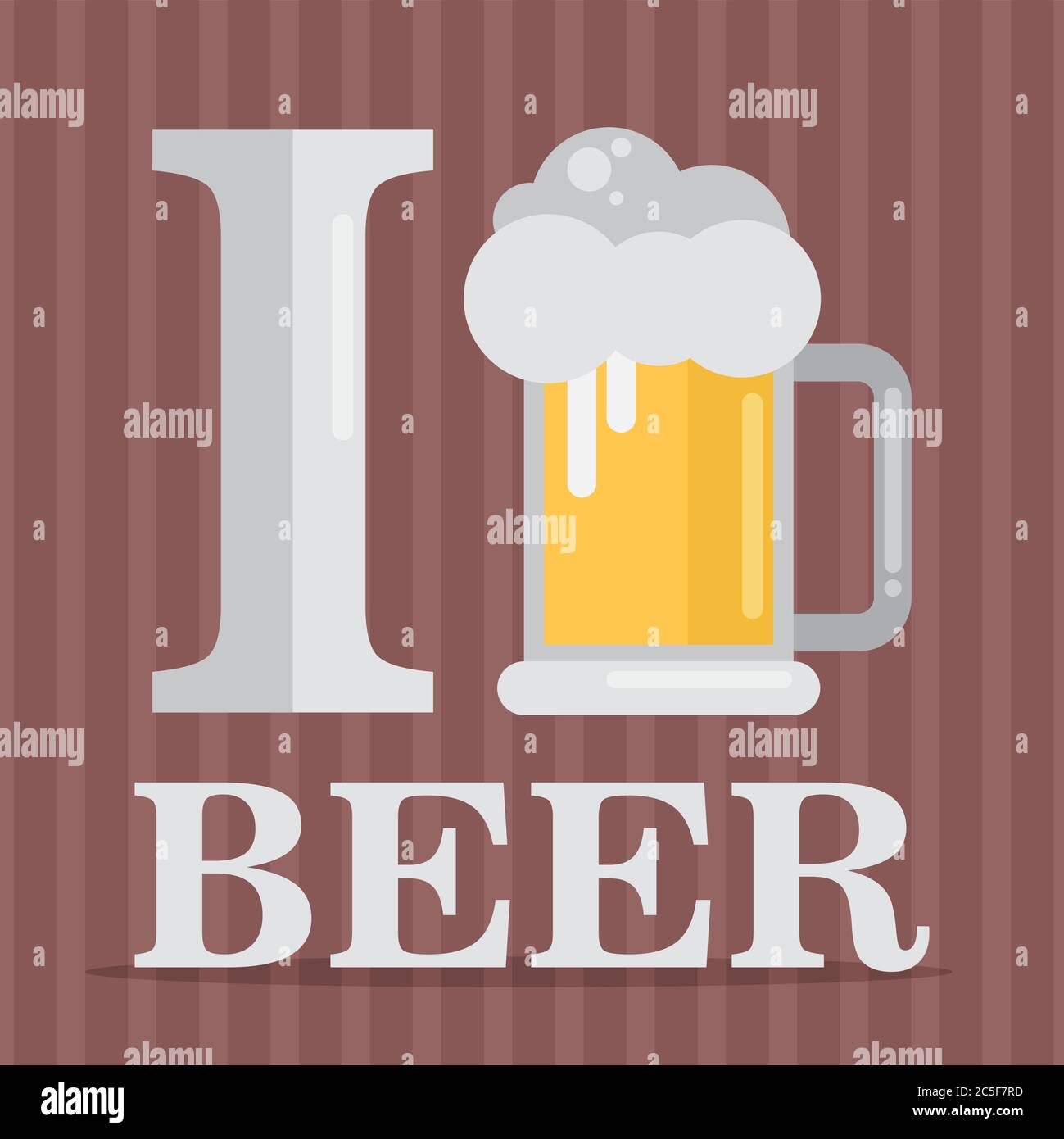 I love beer. Vector illustration. Flat design style Stock Vector Image ...