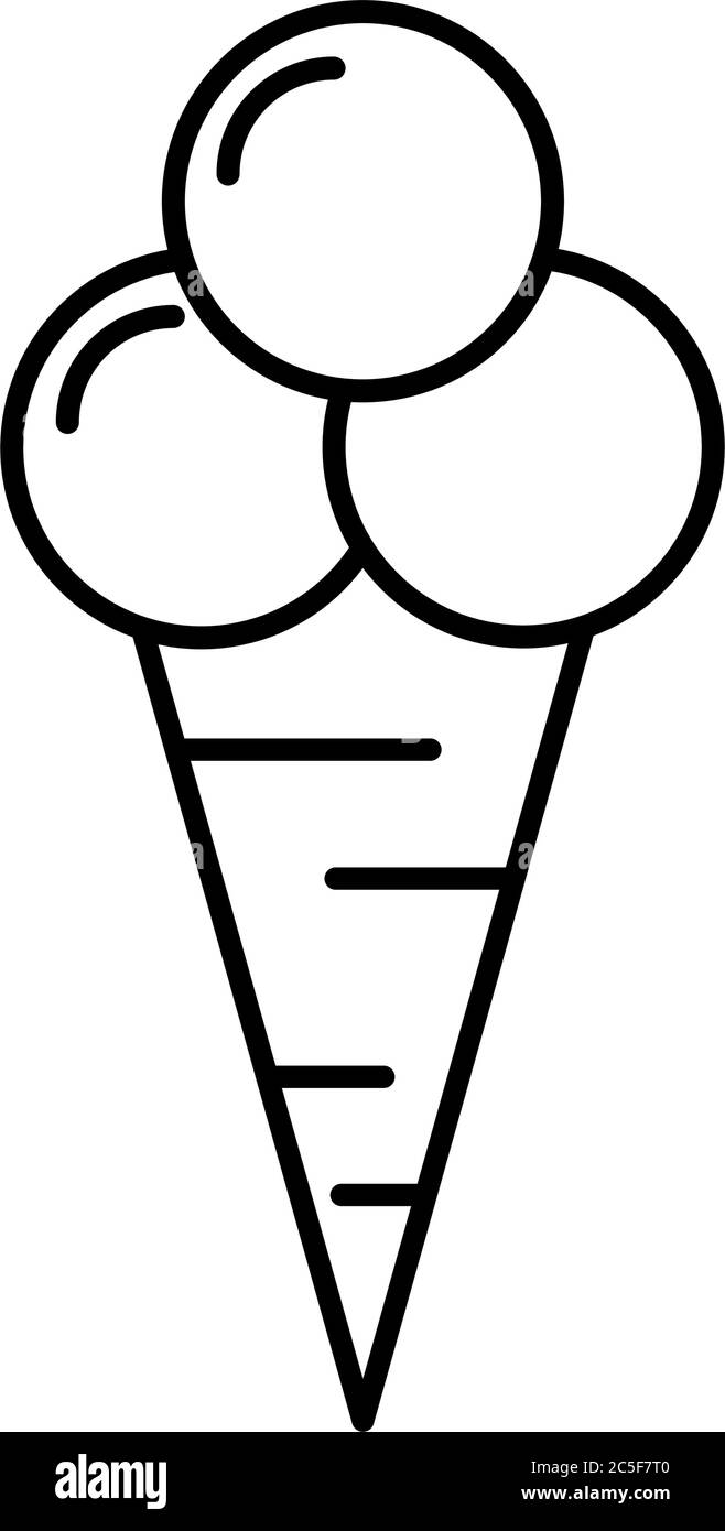 Ice cream cone line art icon sweet dessert isolated vector illustration ...