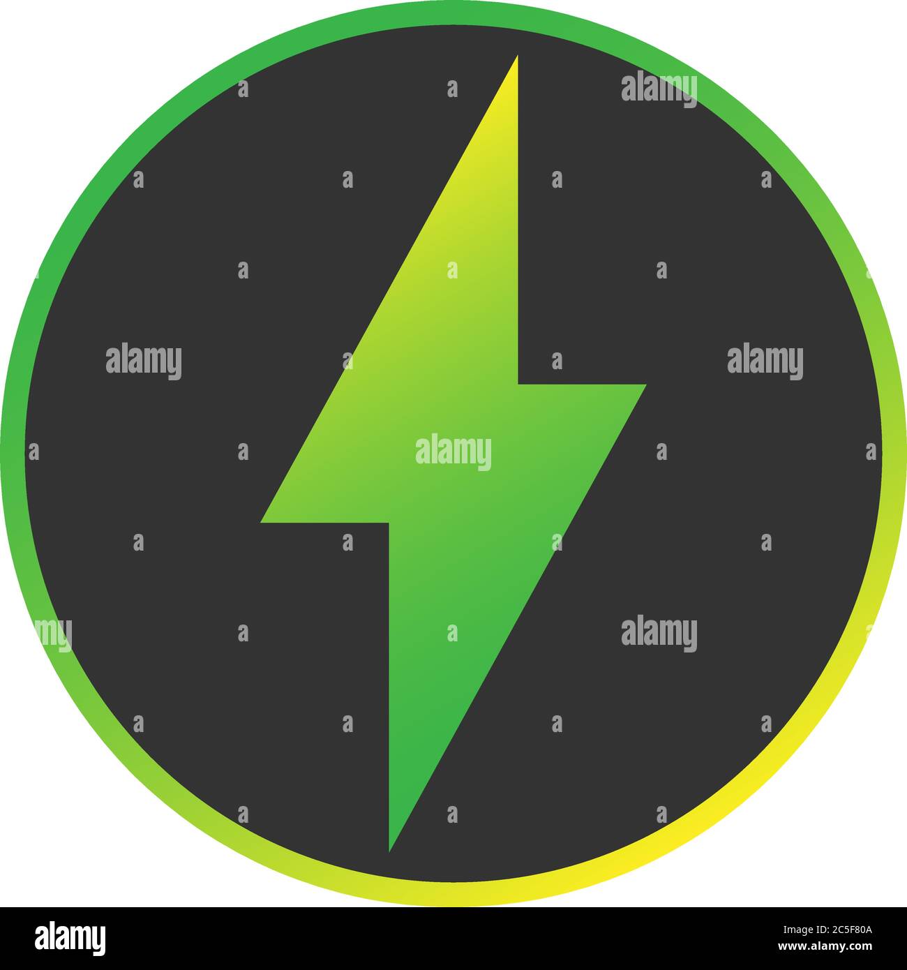 Lightning bolt icon green energy concept thunder strike flat style ...