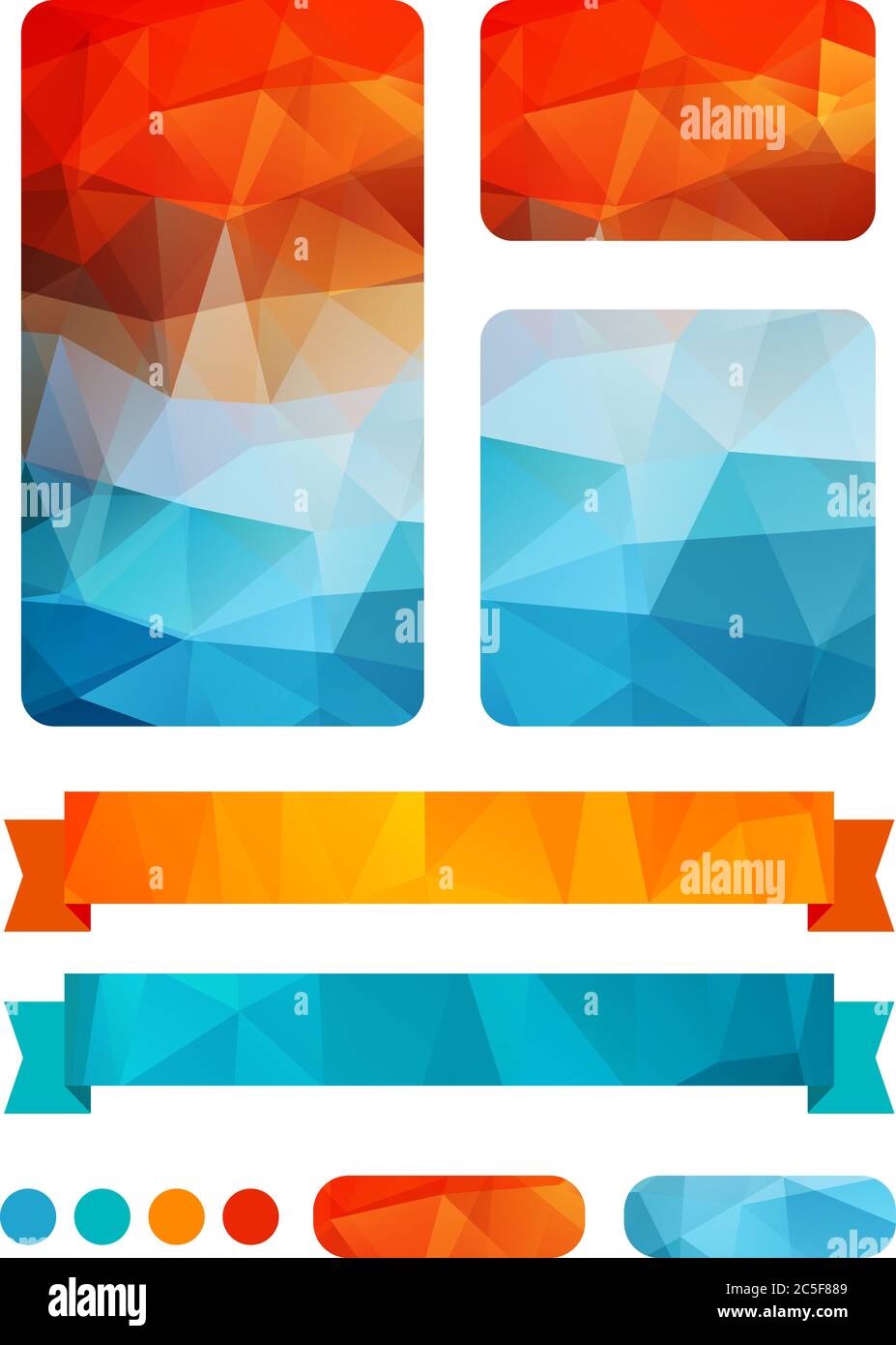 Set of colorful design elements with abstract geometric background with ...